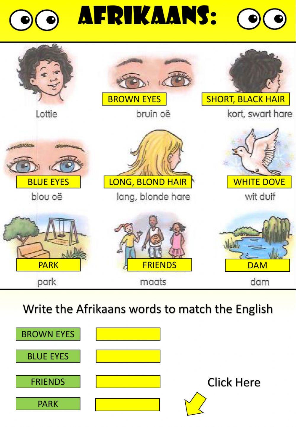 WEEK 33: MONDAY: Eng - Afr worksheet | Live Worksheets