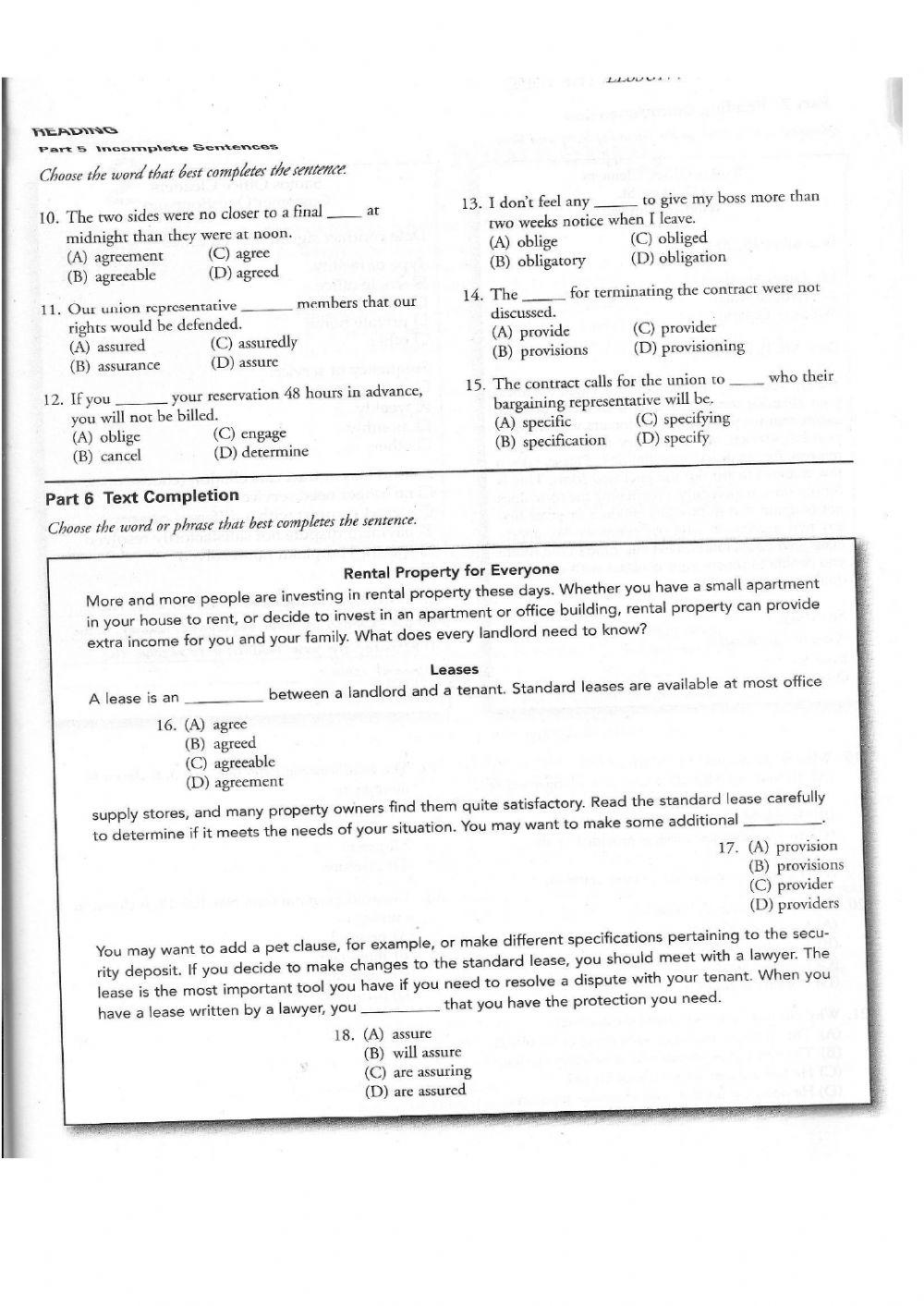 contracts toeic practice online exercise for | Live Worksheets