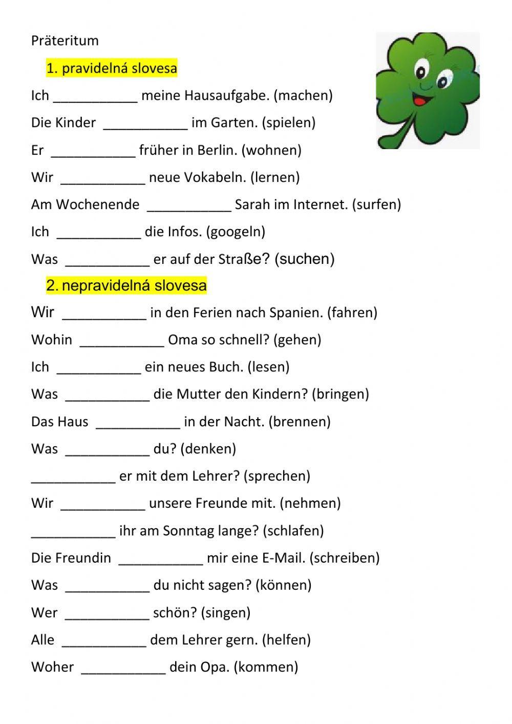 Präteritum | Free Interactive Worksheets | 414425