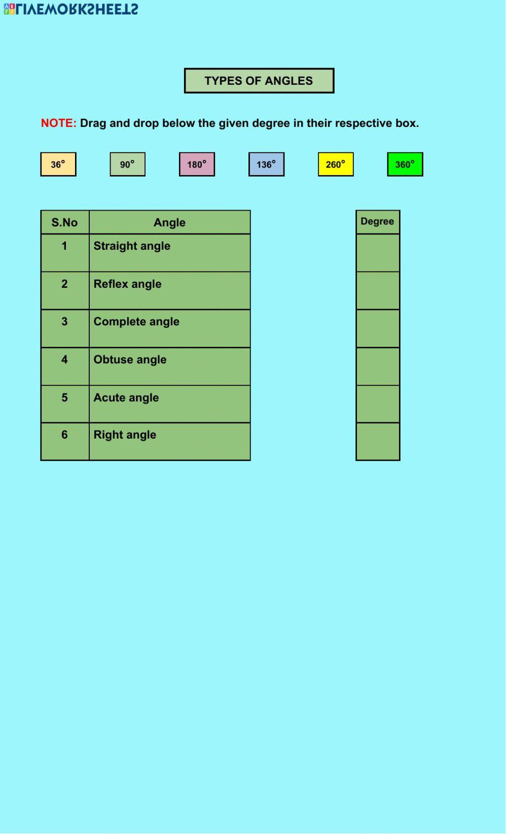 Angles | Free Interactive Worksheets | 414510