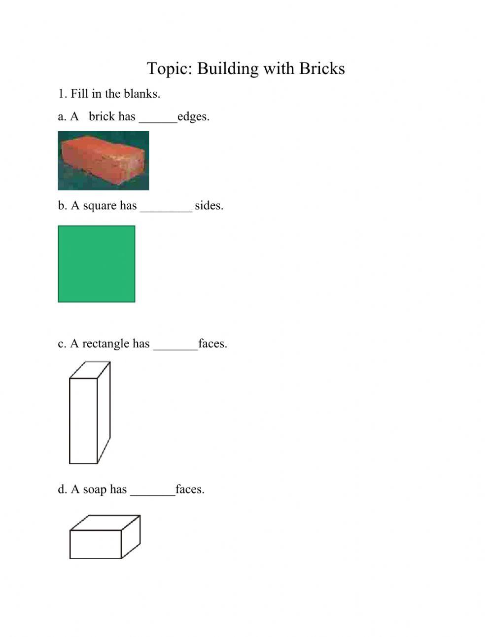 Building with Bricks worksheet | Live Worksheets