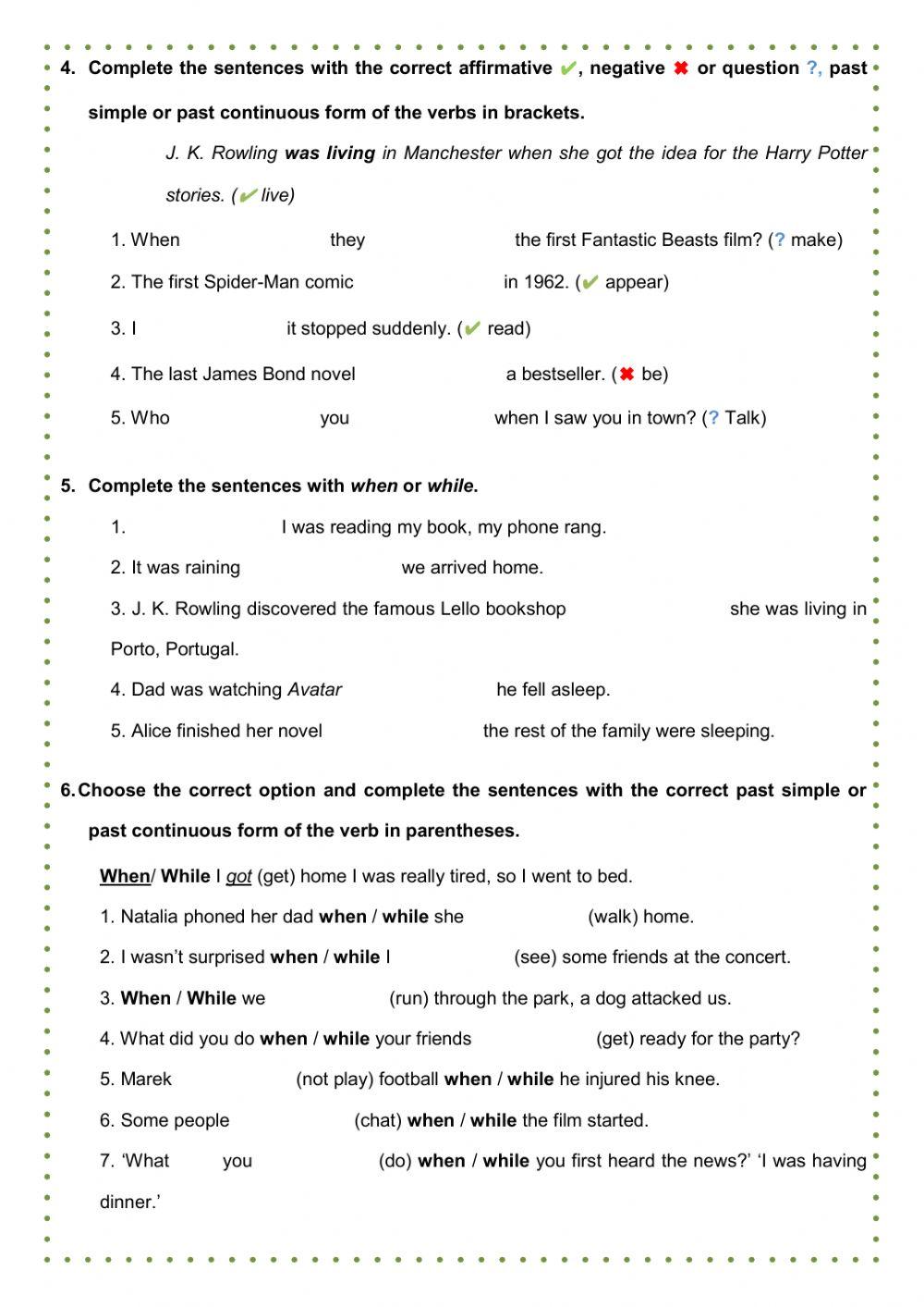 414597 | Grammar past simple and past continuous