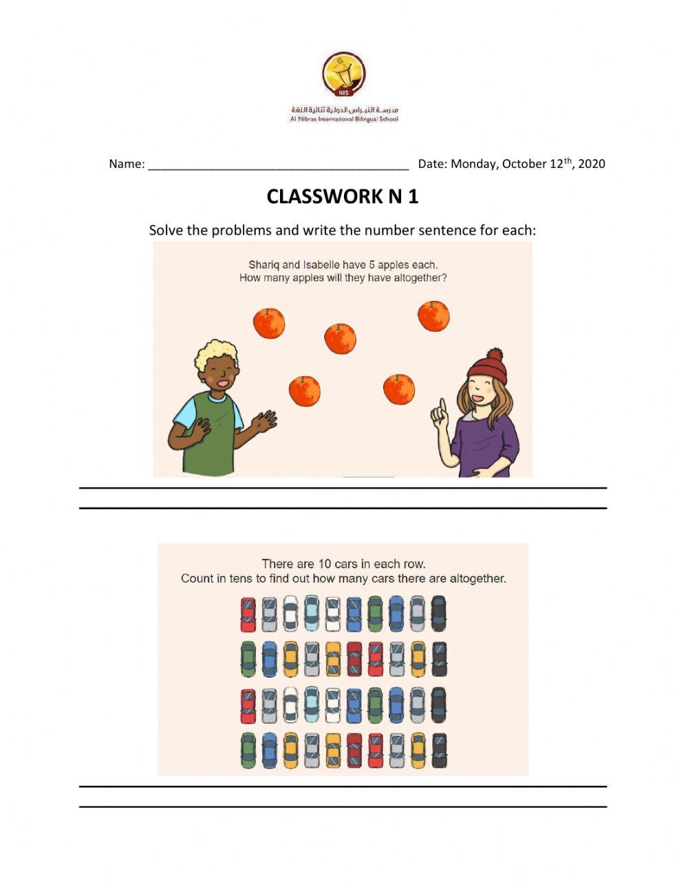 Classwork - Multiplication probelms worksheet | Live Worksheets