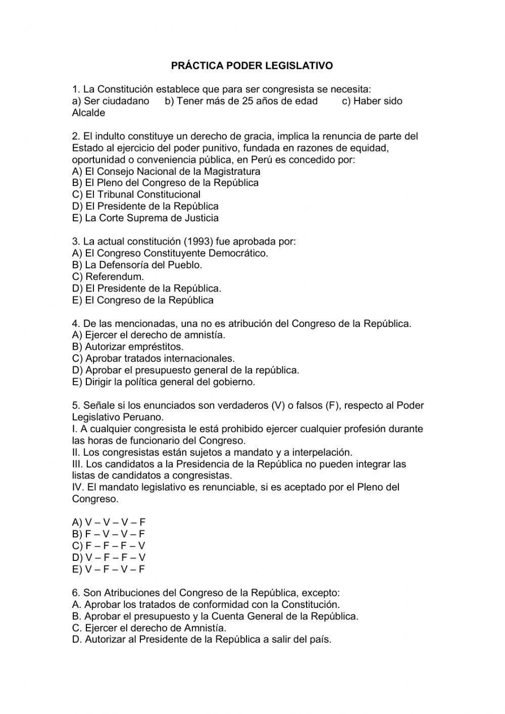Poder Legislati… | Free Interactive Worksheets | 414747