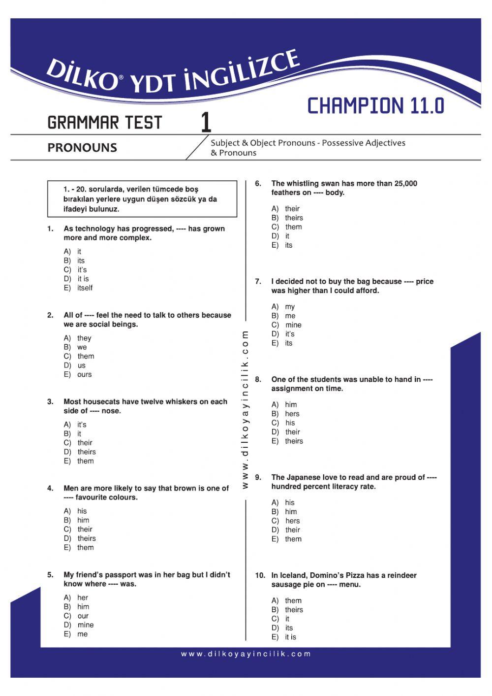 PRONOUNS online activity for Intermediate | Live Worksheets