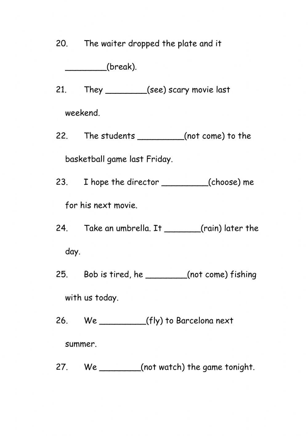 Review 4 tenses worksheet | Live Worksheets