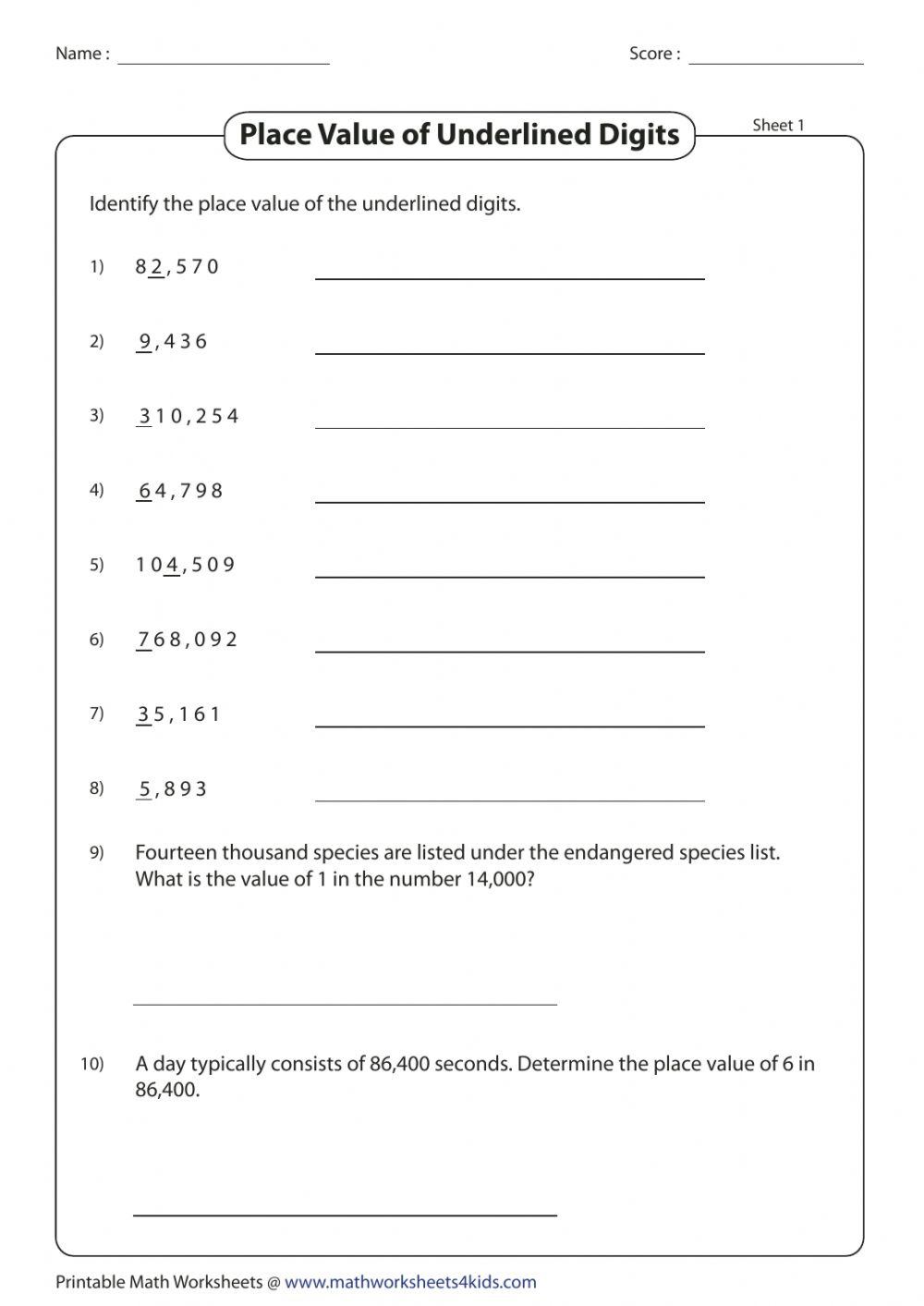 Place Value Of Underlined Digits Online Exercise For Live Worksheets place-value-of-underlined-digits-online-exercise-for-live-worksheets