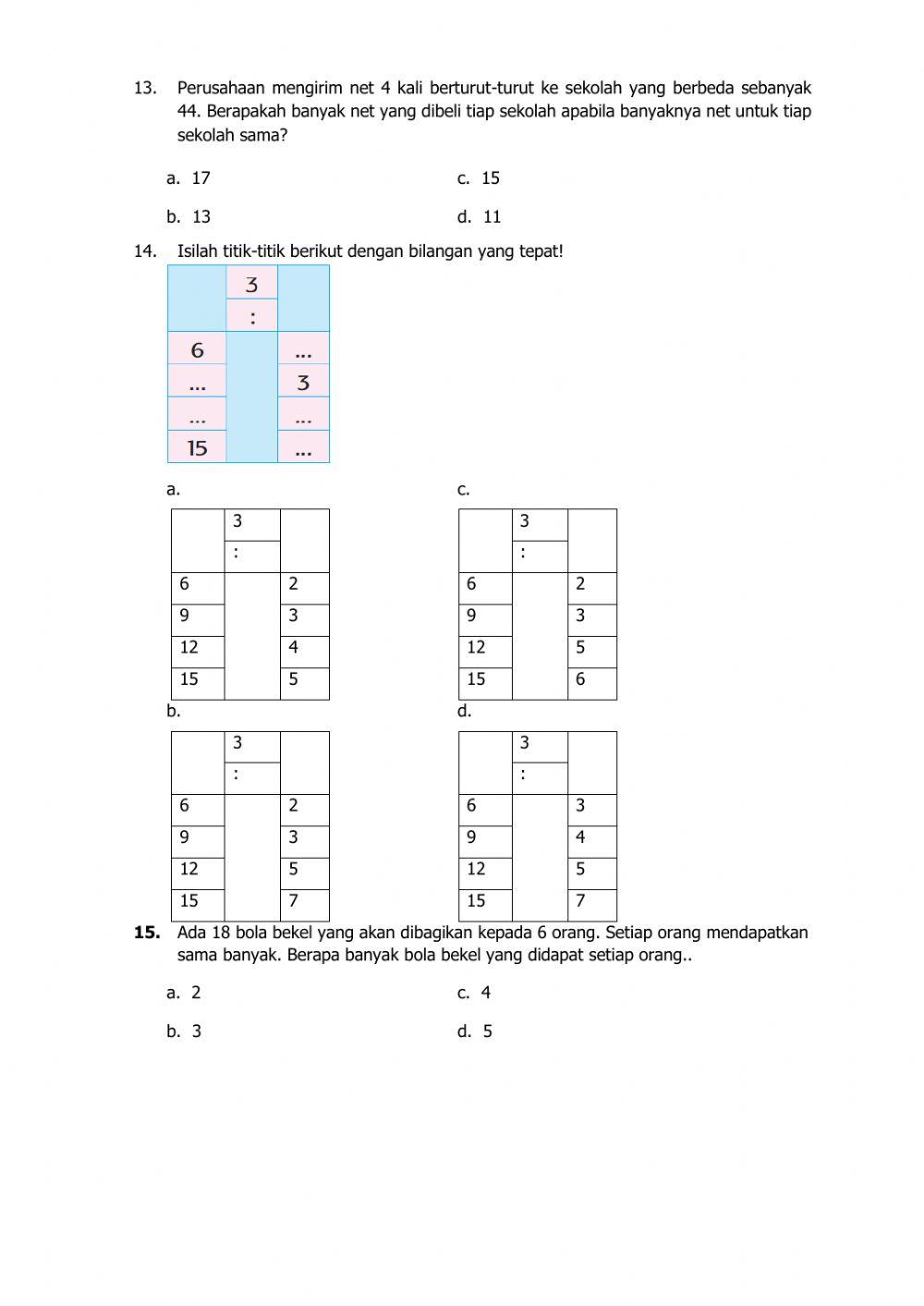 mtk kelas 2020 worksheet | Live Worksheets