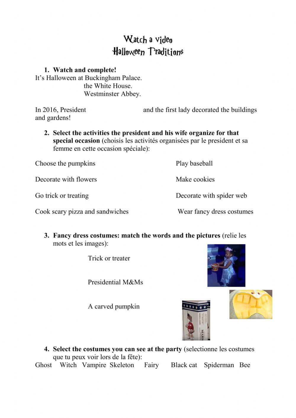 Halloween Traditions activity | Live Worksheets