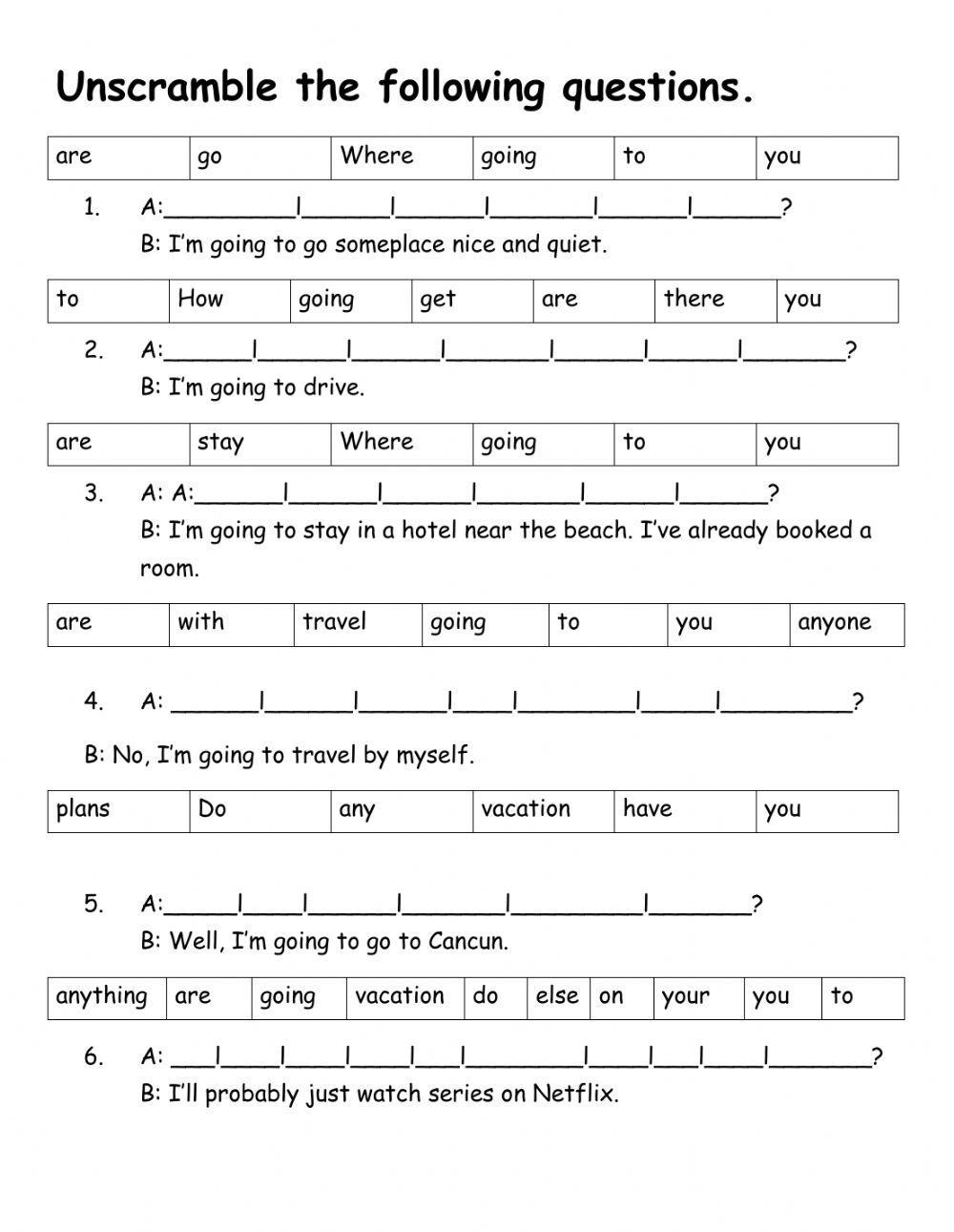 Going to questi… | Free Interactive Worksheets | 415814