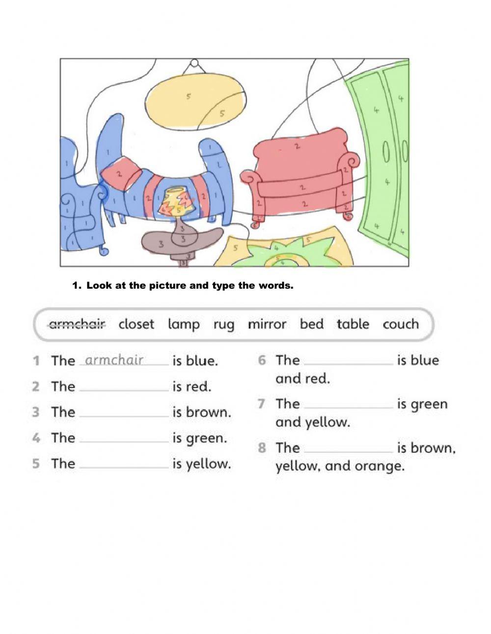 Room and colors 416064 | Maoly Burgos | Live Worksheets