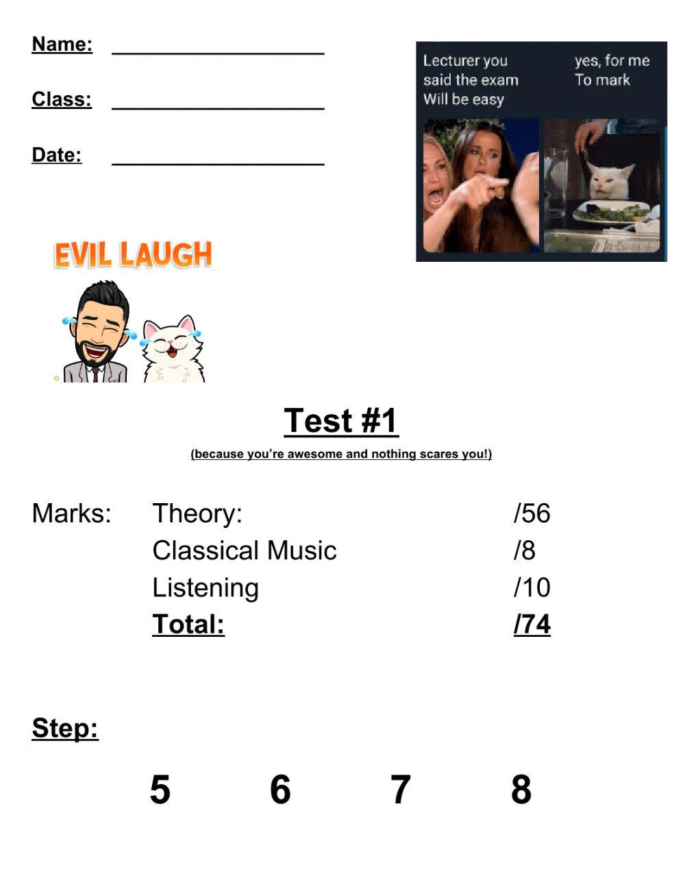 Y8 Test 1 Theory and Classical Period Public worksheet | Live Worksheets