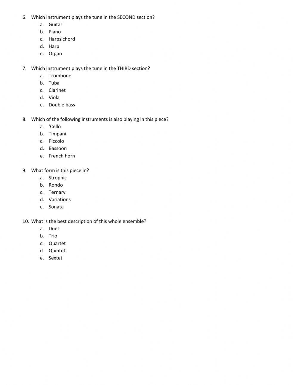 Y8 Test 1 Theory and Classical Period Public worksheet | Live Worksheets