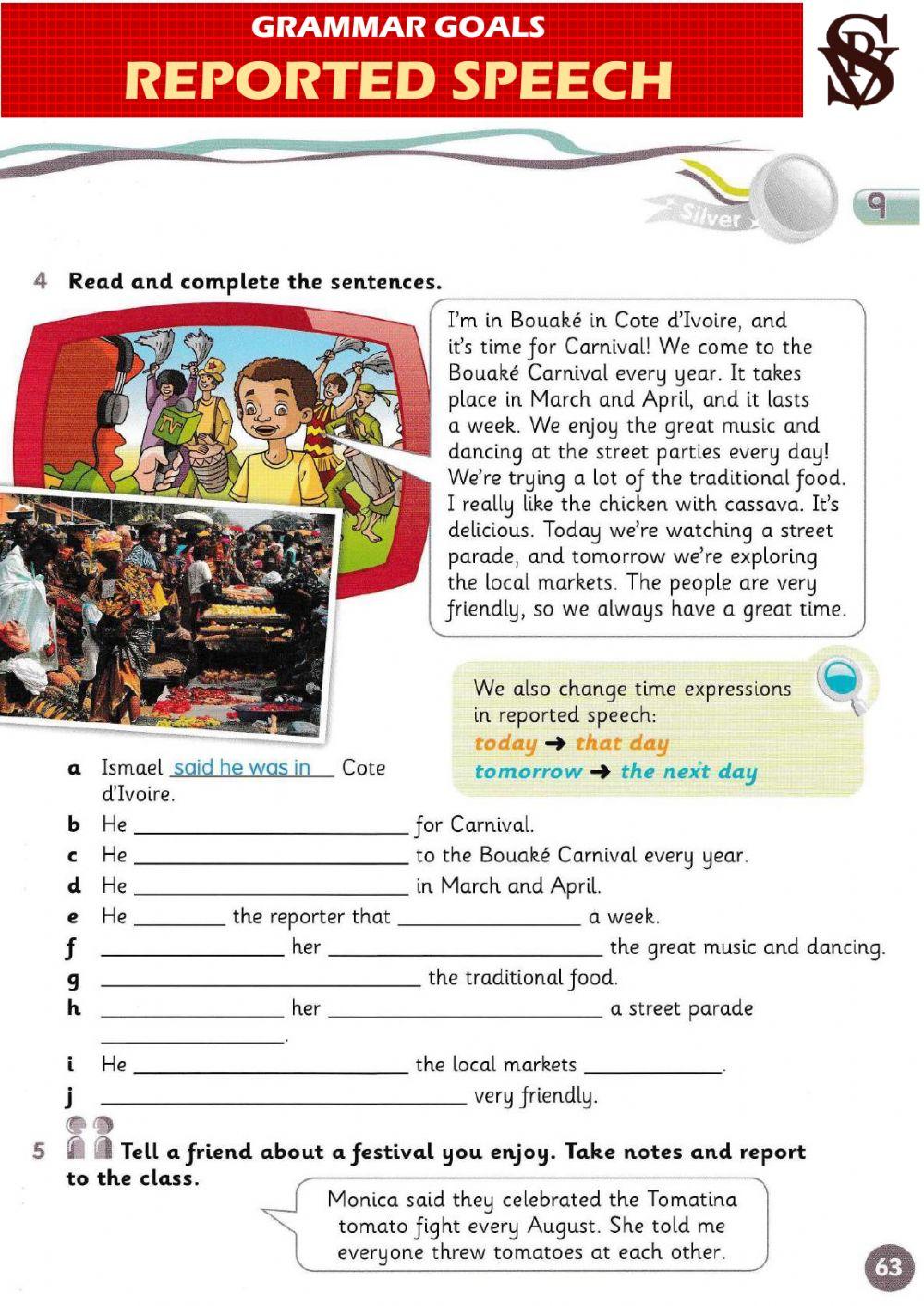 REPORTED SPEECH 6130027 | STEVE_STEVE | Live Worksheets