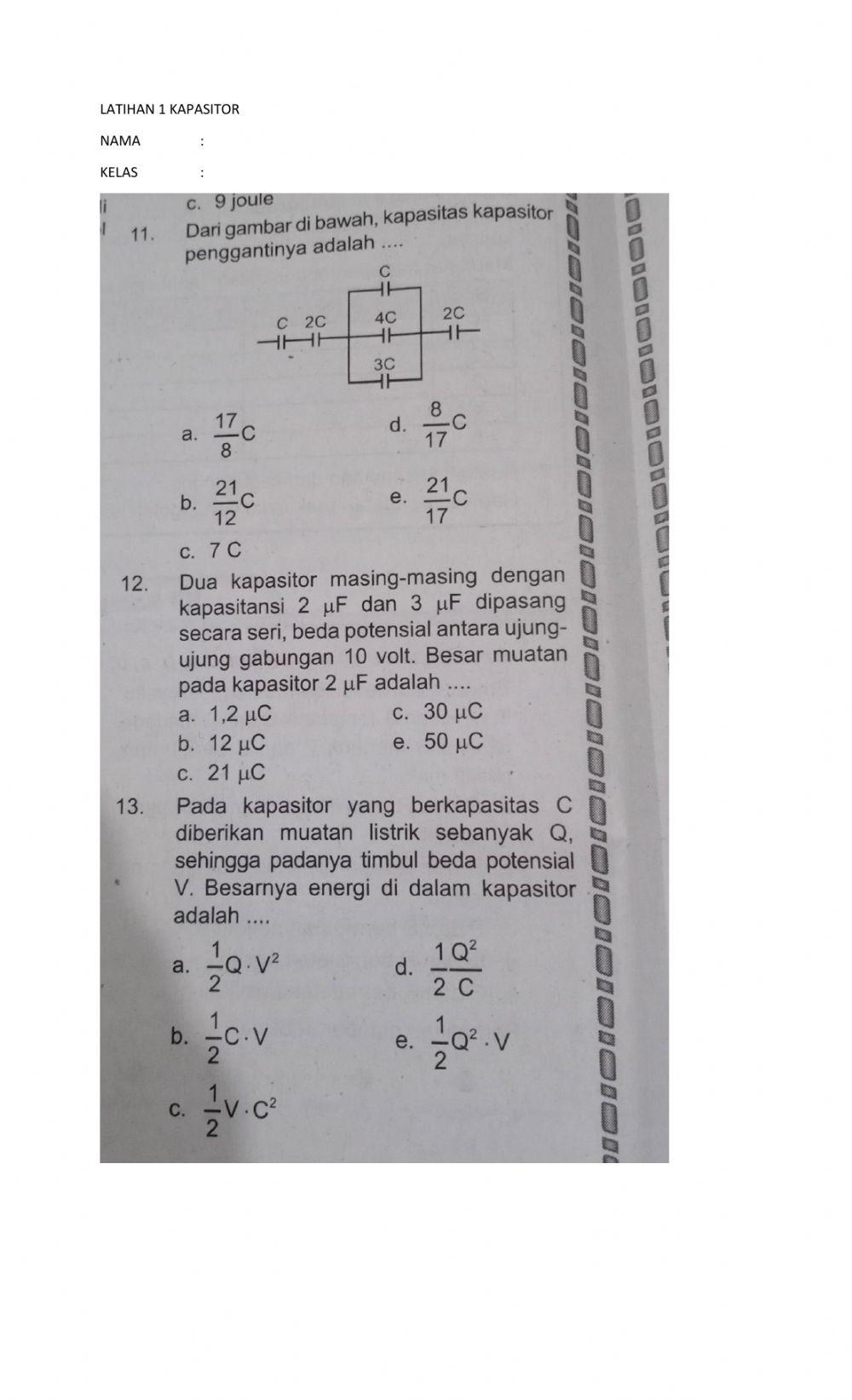 Latihan 1 Kapasitor 416729 | Ibu_Rina | Live Worksheets