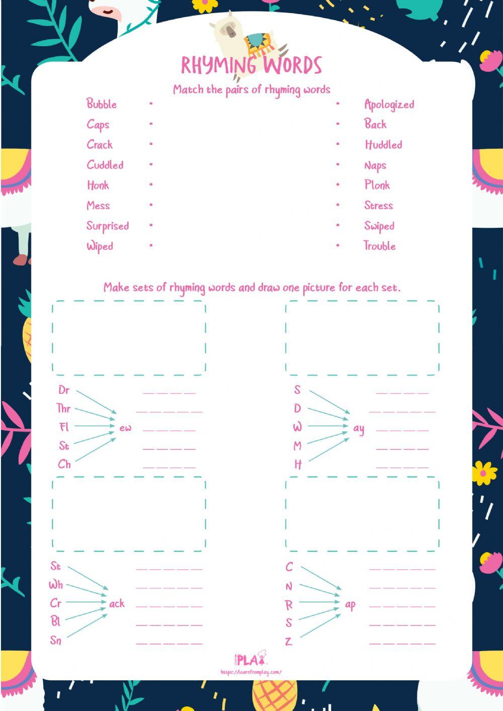 A Stack of Alpacas - Rhyming Words worksheet | Live Worksheets