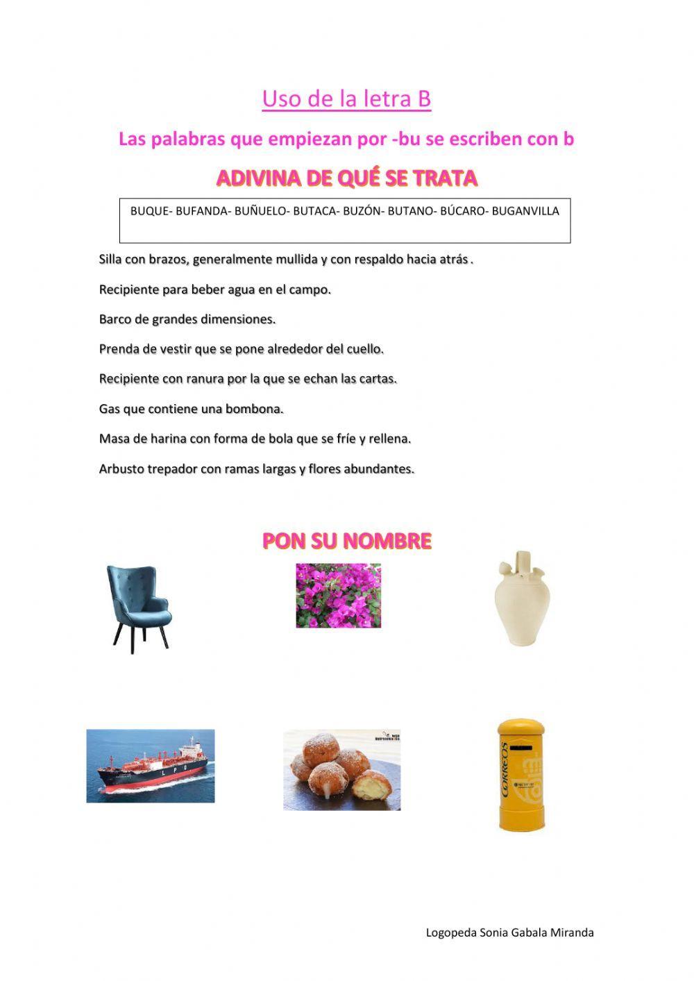Palabras con Bu… | Free Interactive Worksheets | 417284