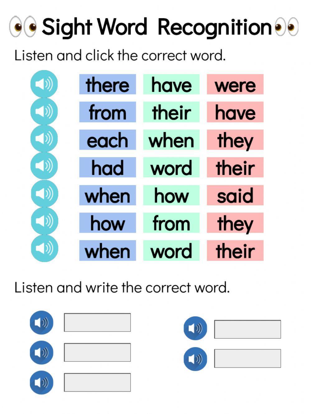 418090 | Sight Word | Katherine Dickson | LiveWorksheets