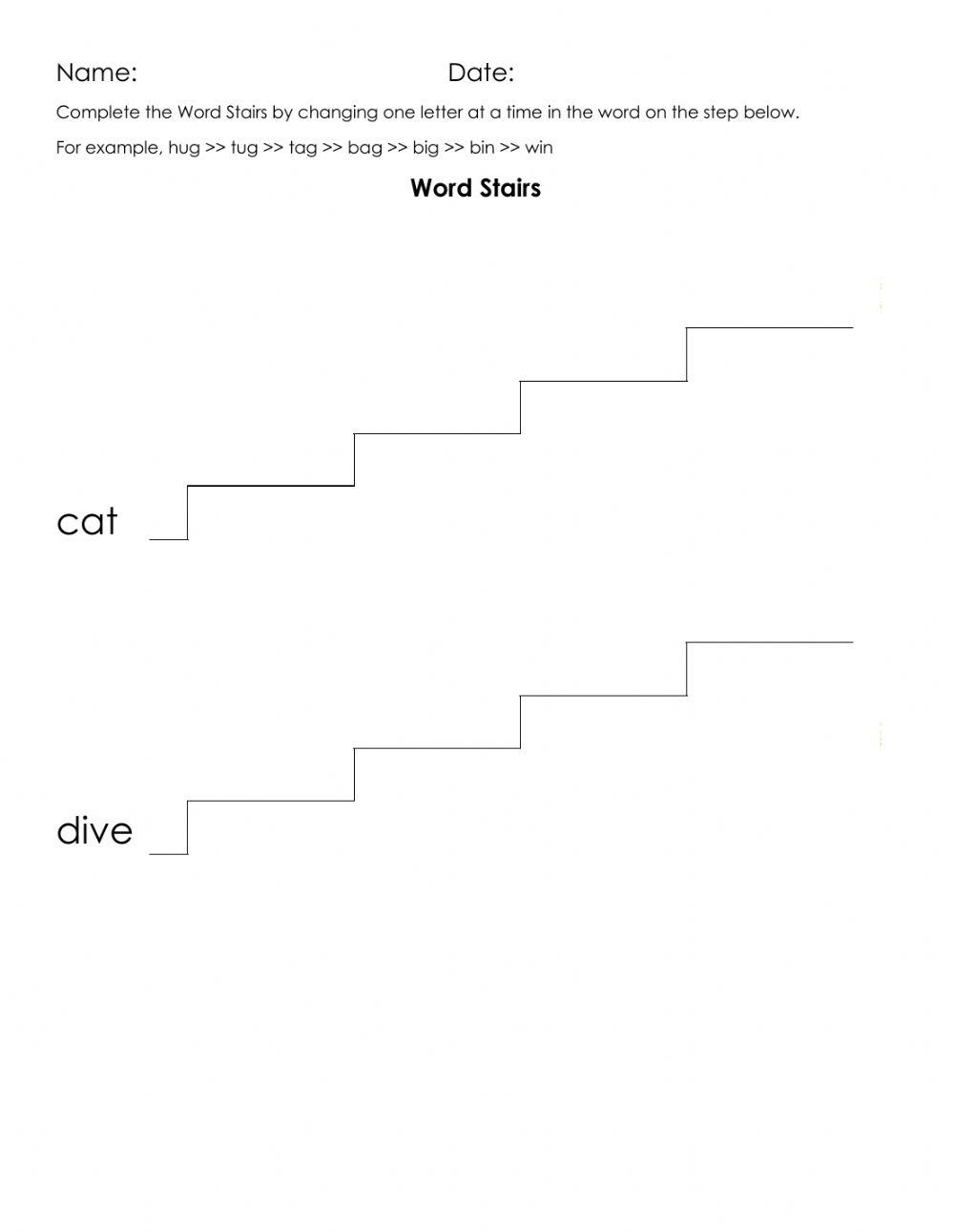 Word Stairs - 3 worksheet | Live Worksheets