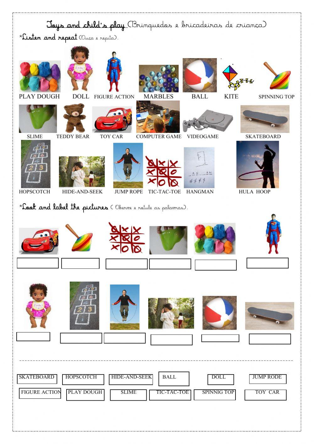 Toys and child's play worksheet | Live Worksheets