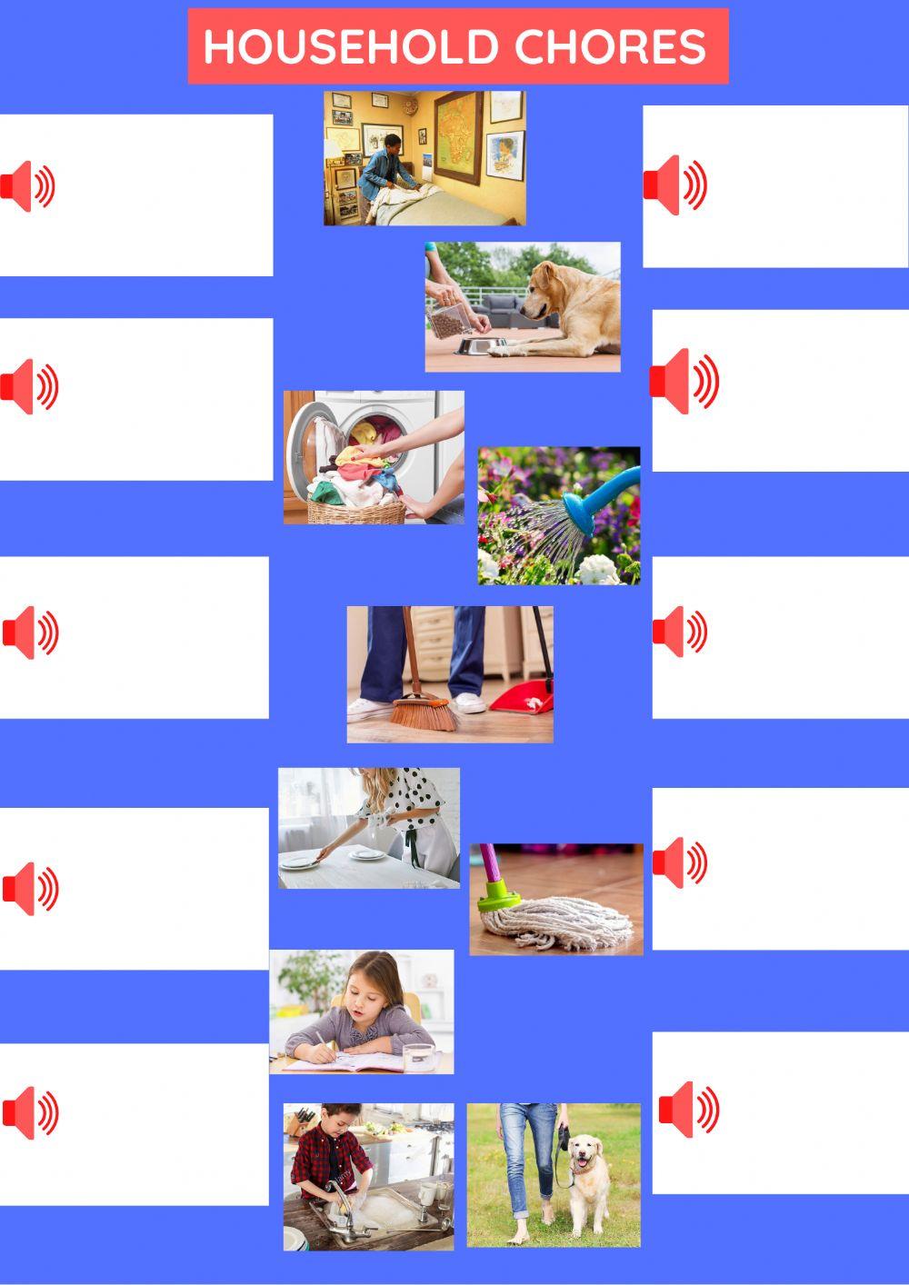 Household chores | Free Interactive Worksheets | 1688752