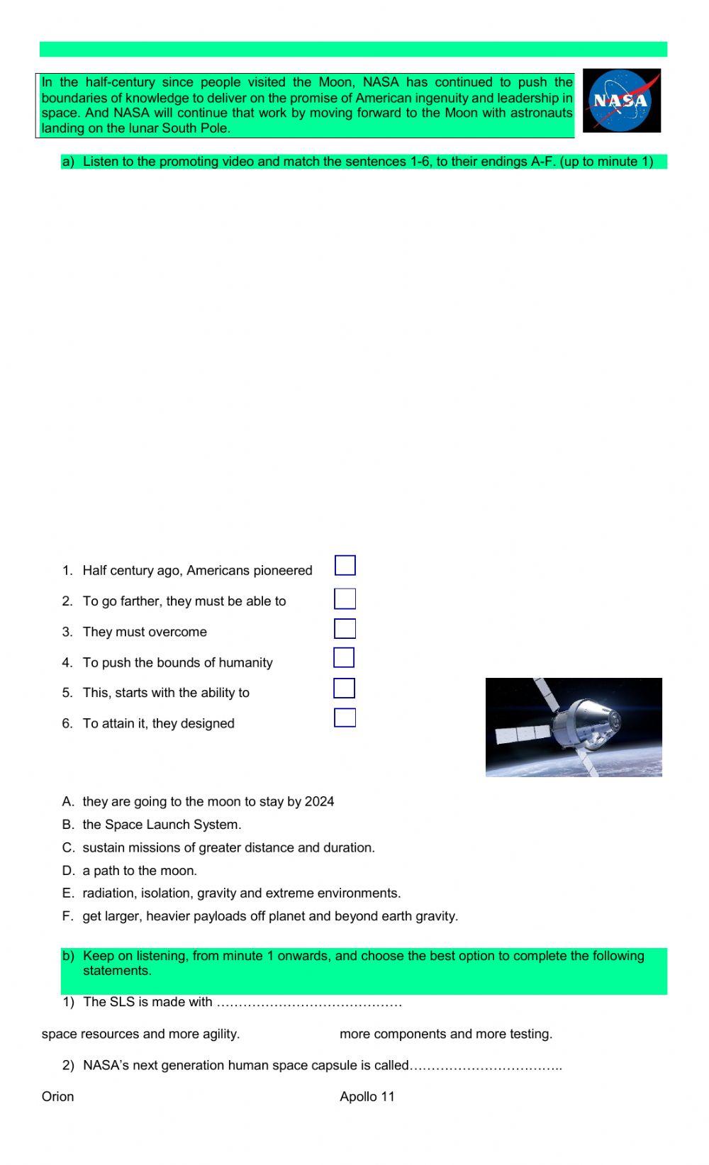 Space project | Free Interactive Worksheets | 418461