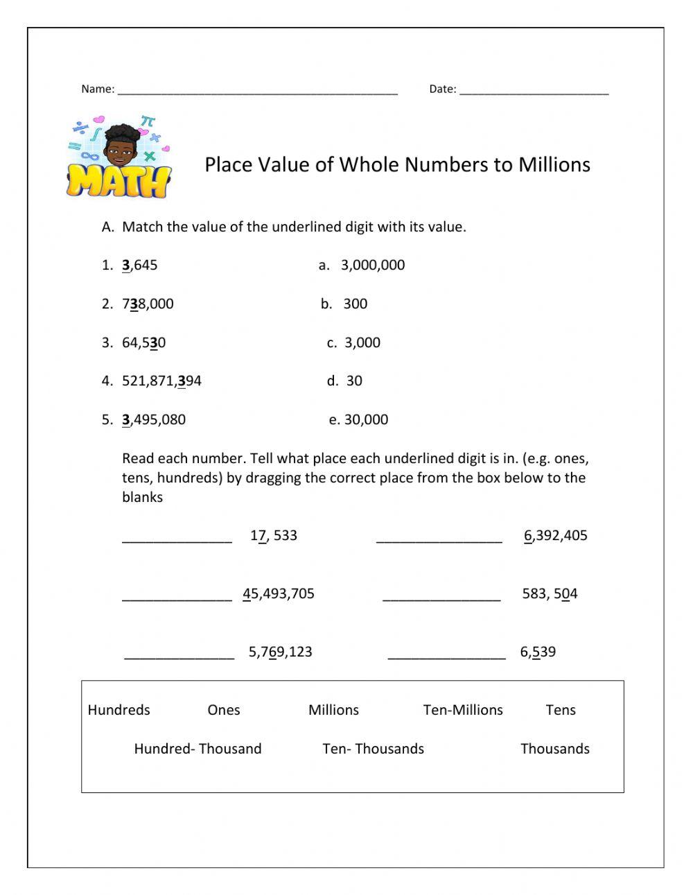 Place Value exercise for 5 | Live Worksheets