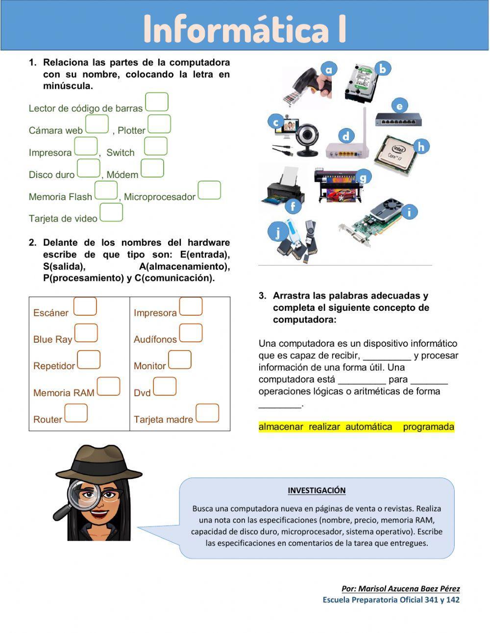 Hardware y software interactive activity | Live Worksheets