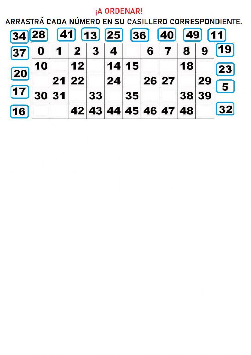 Cuadro numérico | Free Interactive Worksheets | 419919
