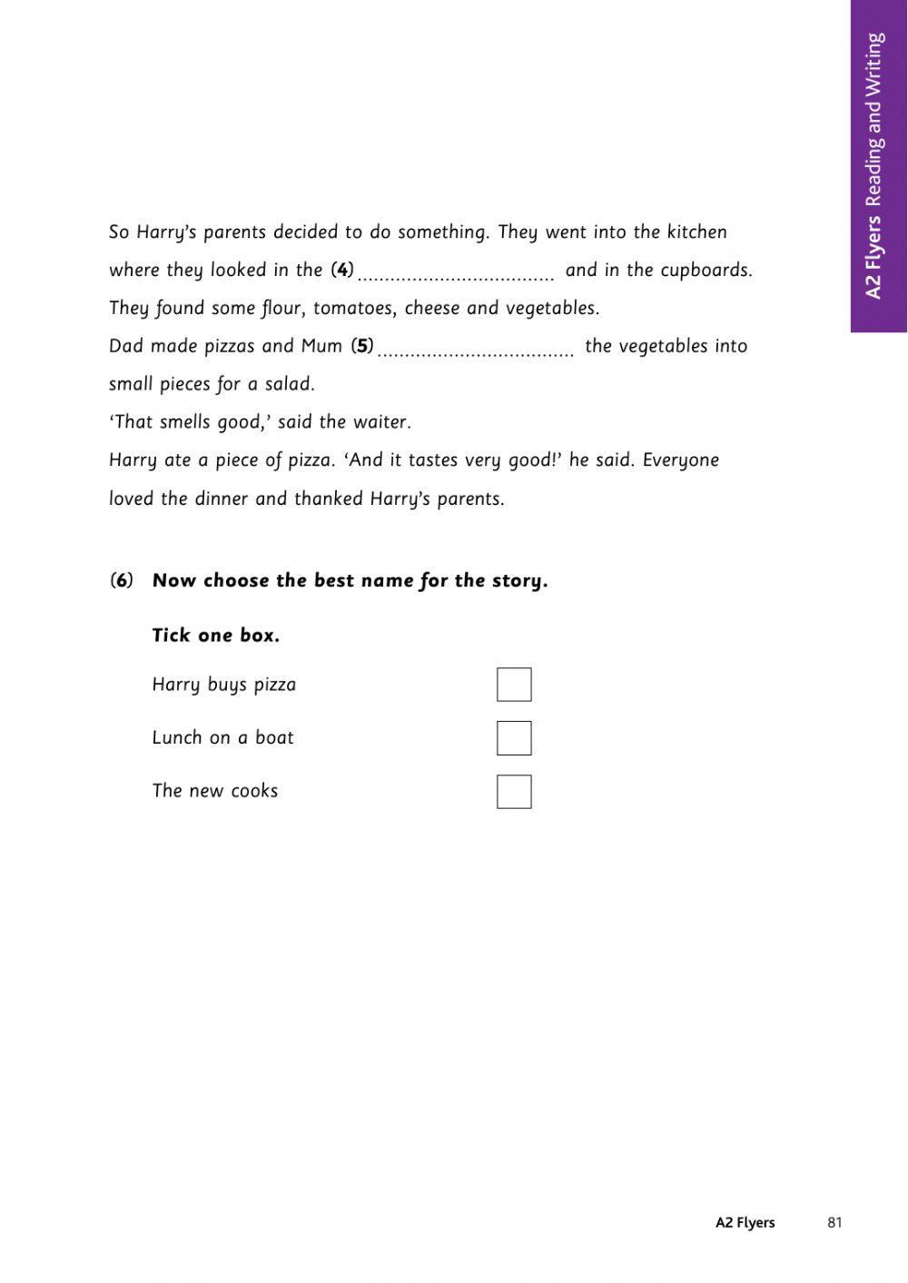 FLYERS - SAMPLE PAPER - READING AND WRITING (PART 1)