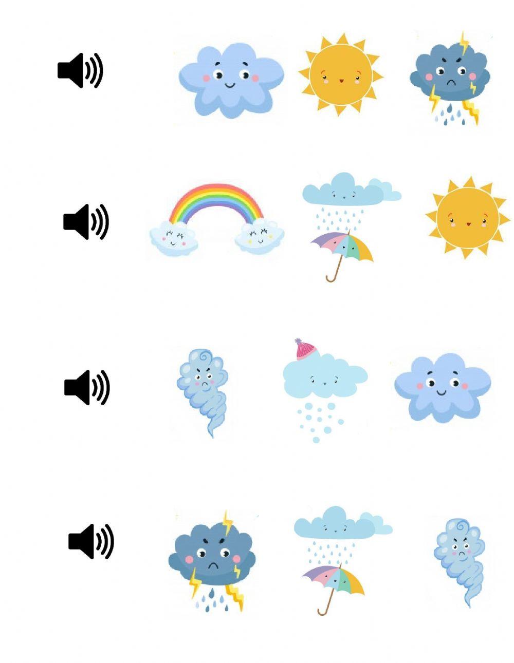 Weather - listen and choose worksheet | Live Worksheets