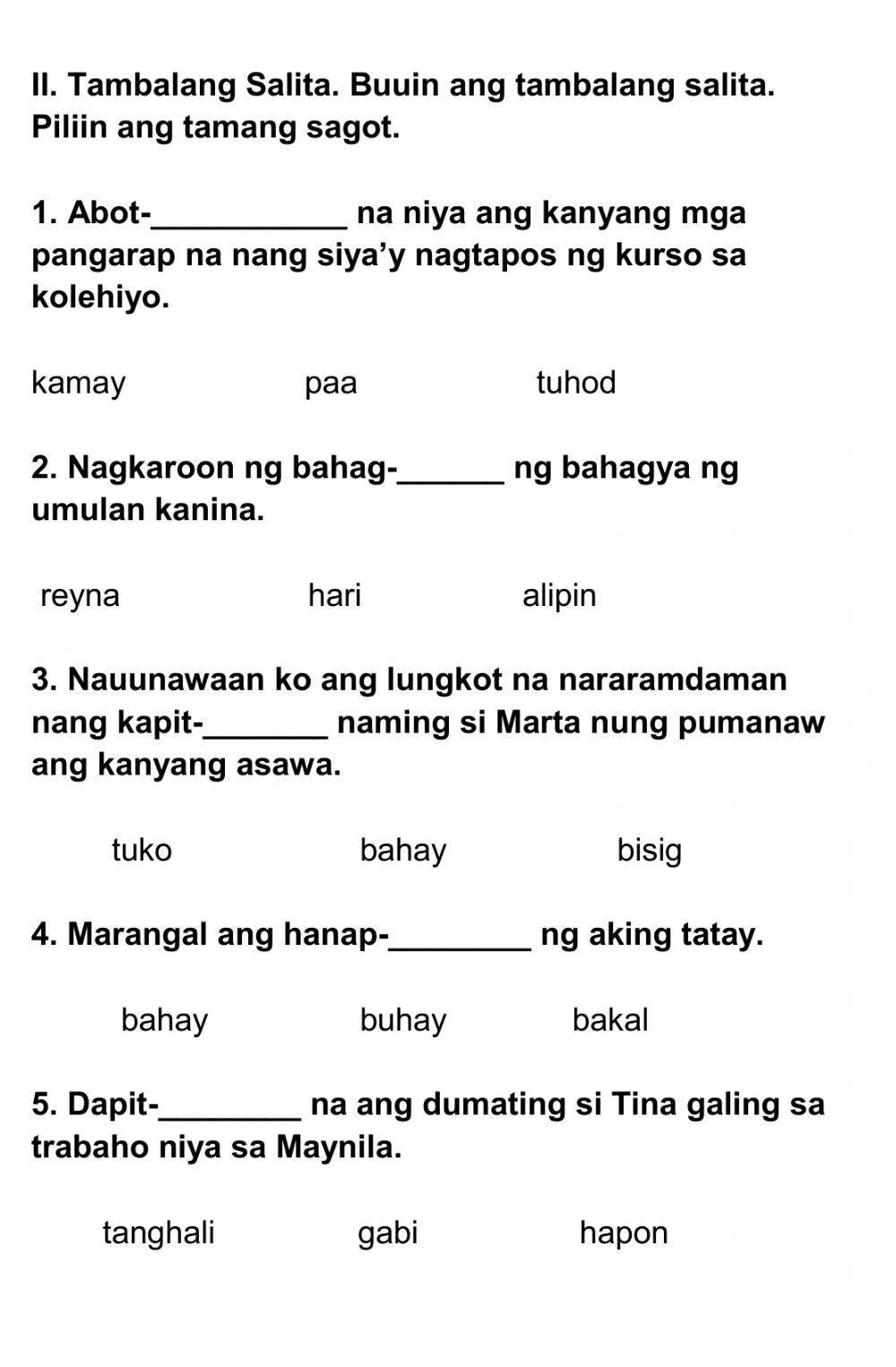 Colyn- Pagbasa 3 online exercise for | Live Worksheets