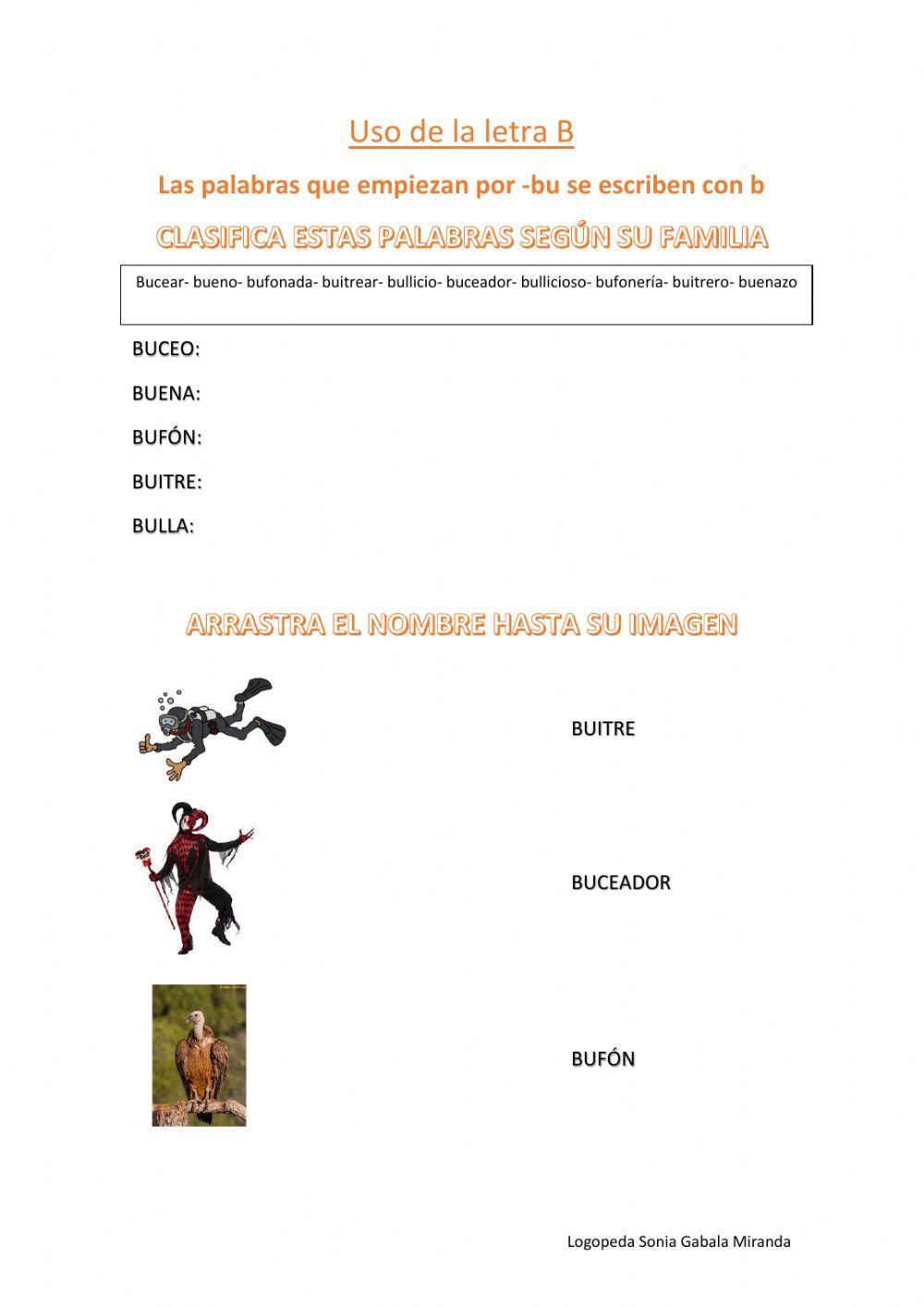 Palabras con Bu. worksheet | Live Worksheets