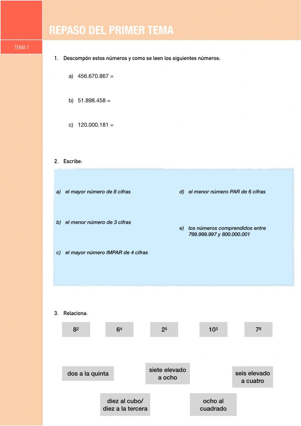 Repaso primer tema worksheet | Live Worksheets