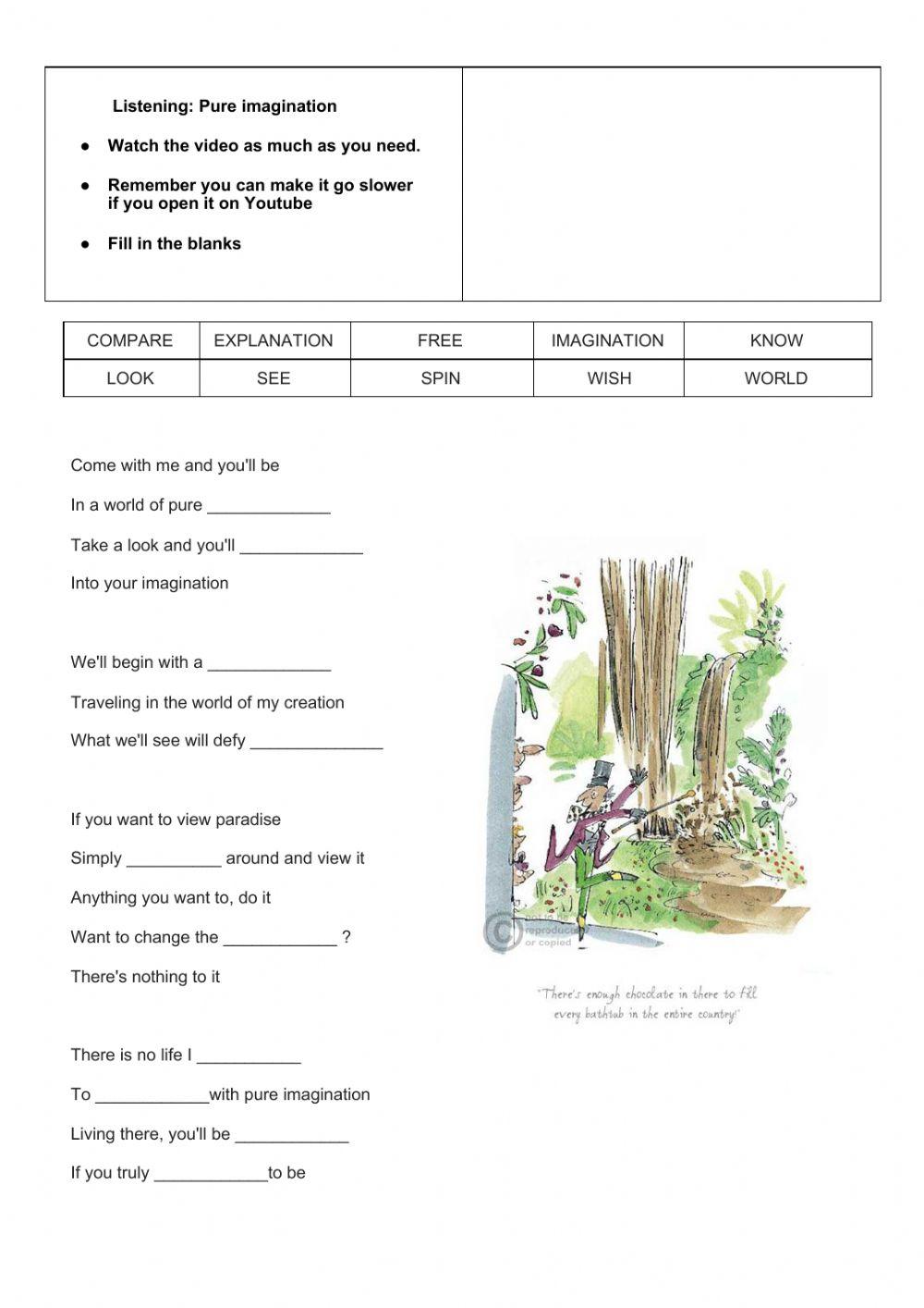 Listening: Pure Imagination worksheet | Live Worksheets