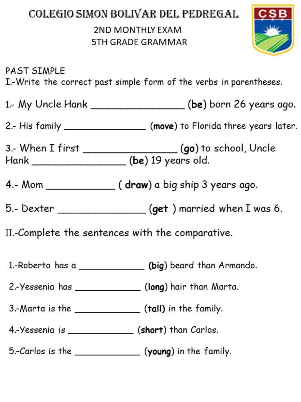 5th OCTOBER EXAM | Free Interactive Worksheets | 423552