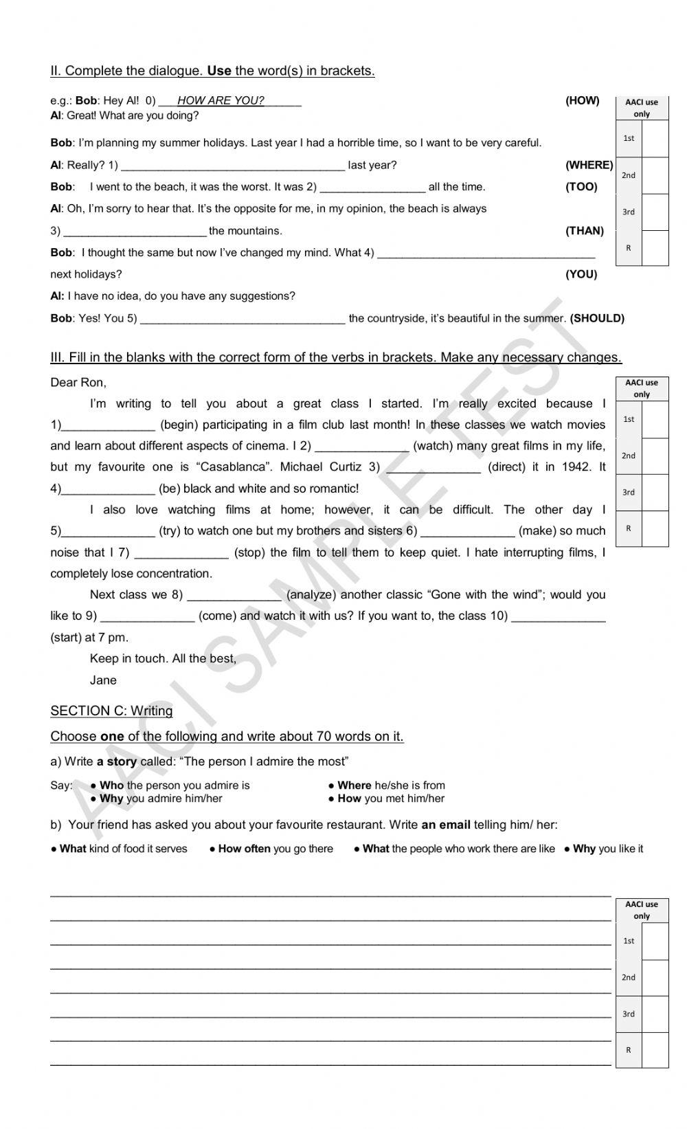 AACI teens 3 EXAM PRACTICE 6140728 | Silvia Strata | Live