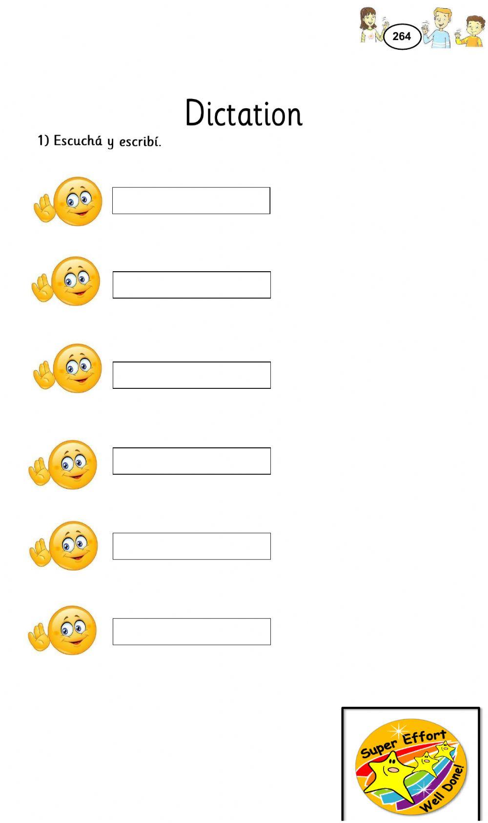 1st - Dictation 264 worksheet | Live Worksheets