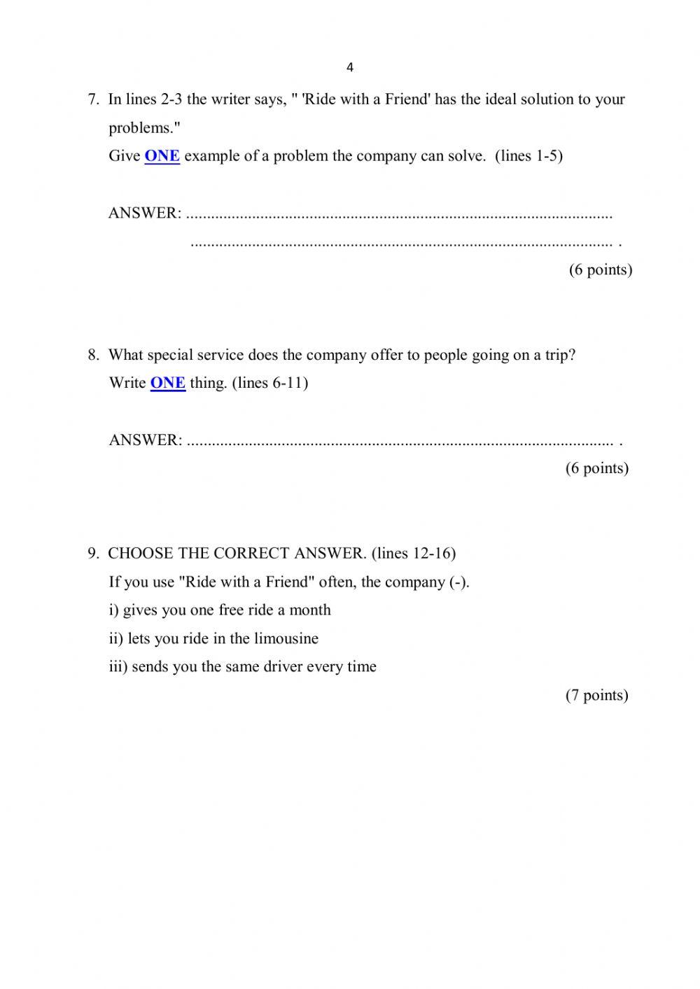 English Test (B) - 9th Grade - First Quarter worksheet | Live Worksheets