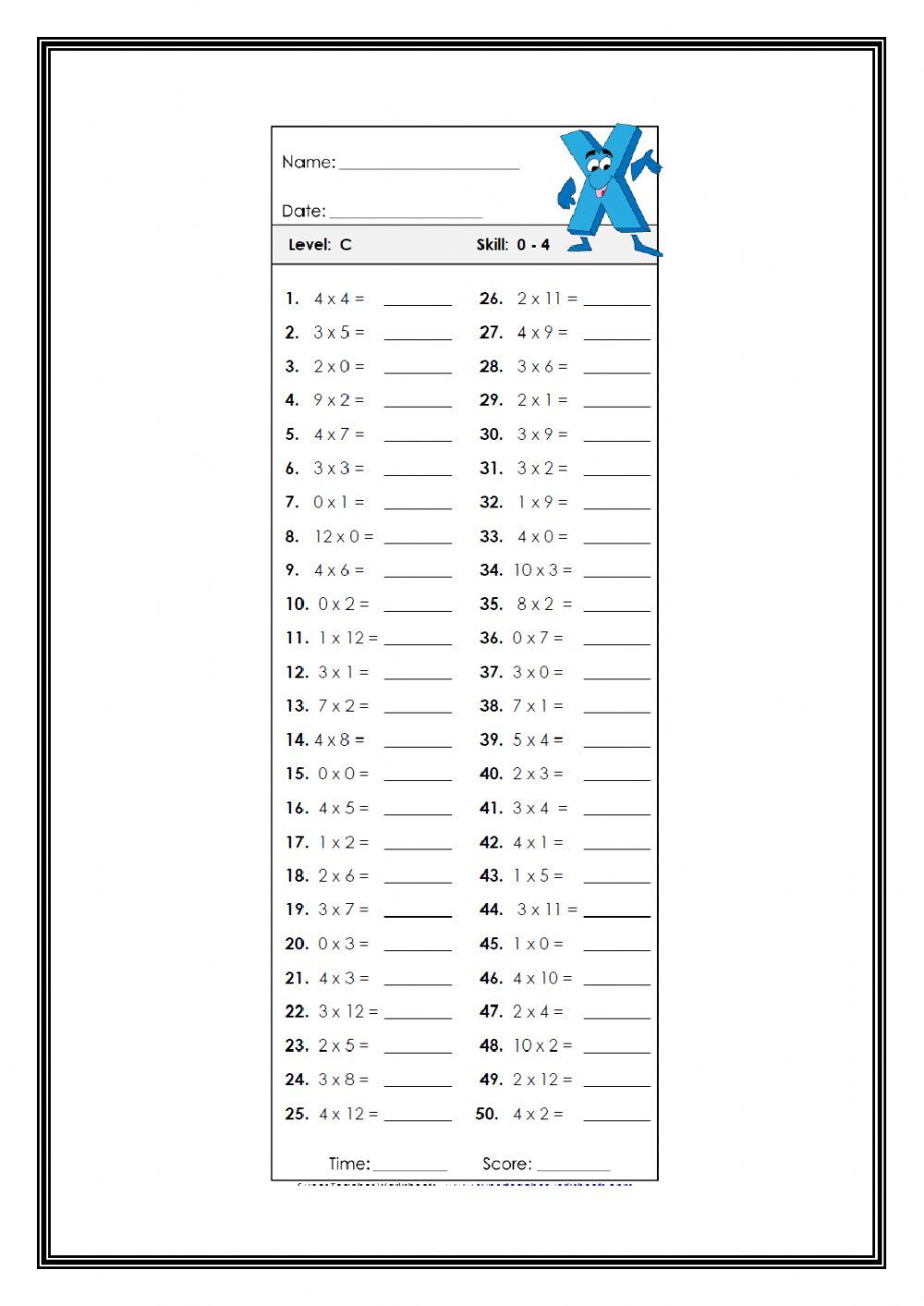 4342315 | 0-4 times tables | Rania_87 | LiveWorksheets