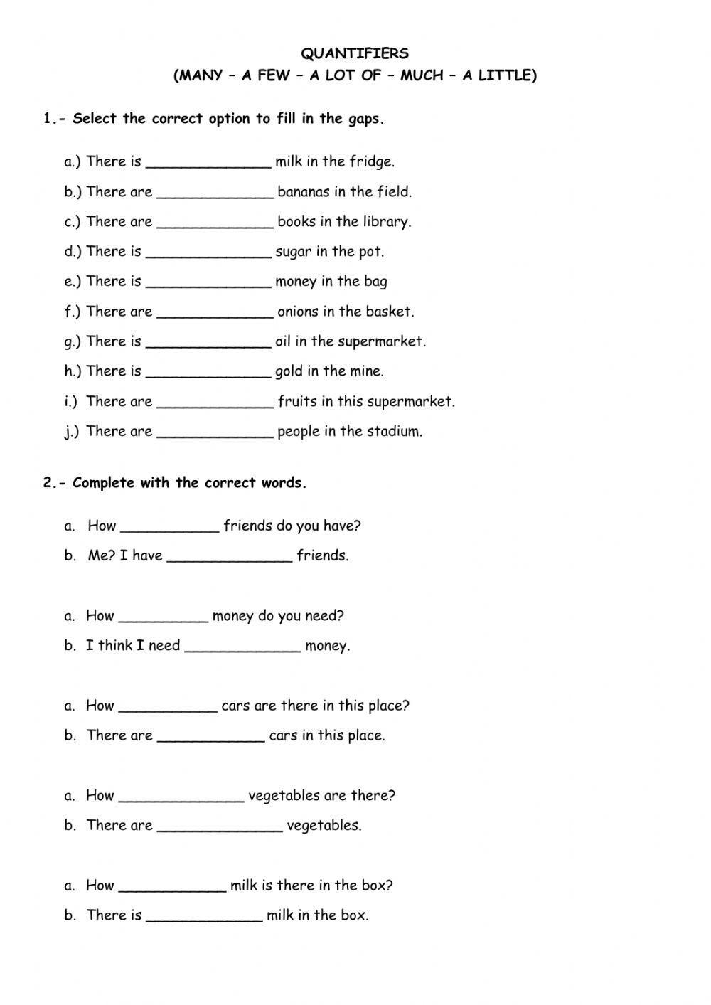 Quantifiers 424734 | Kianes | Live Worksheets