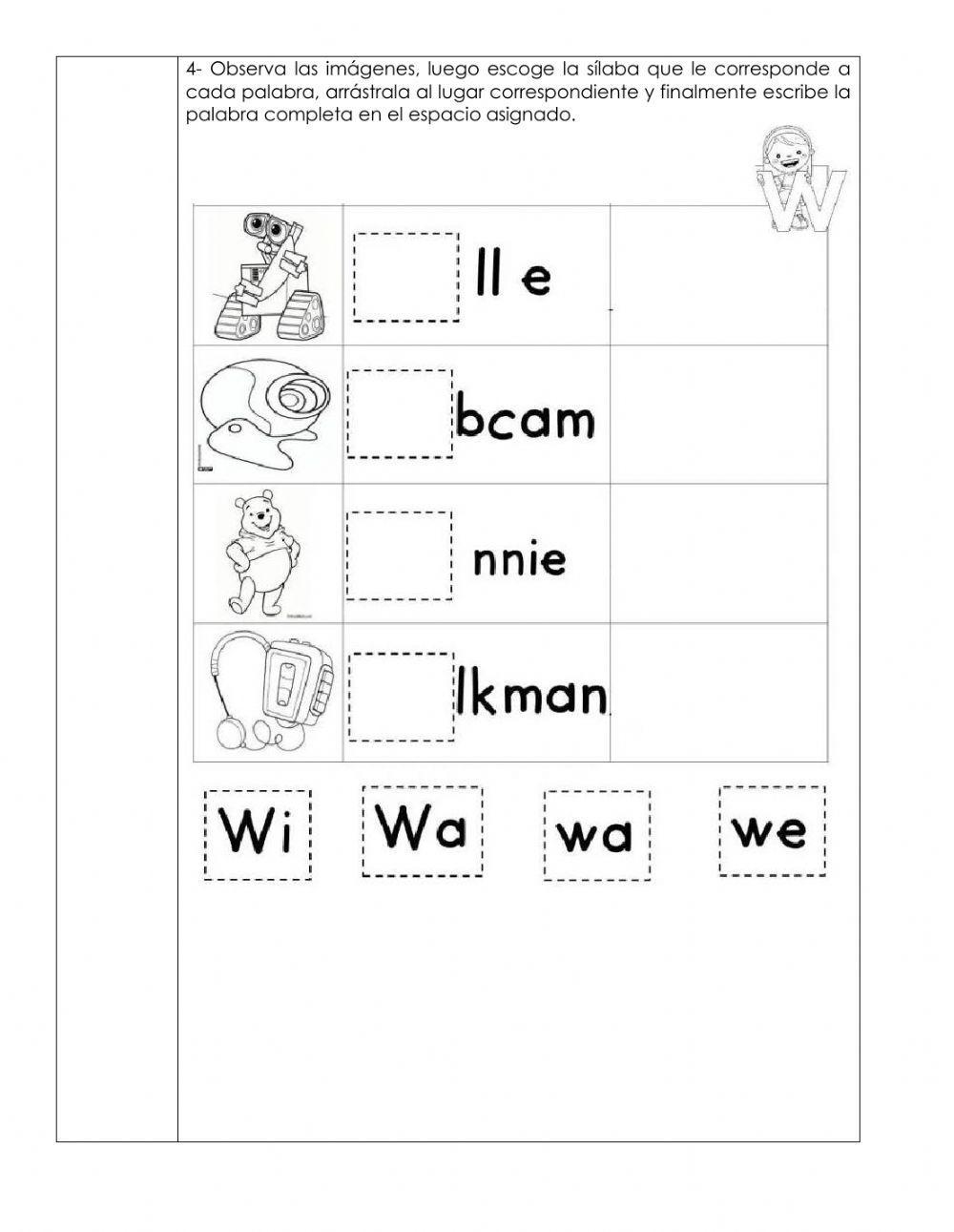 Letra W interactive activity | Live Worksheets