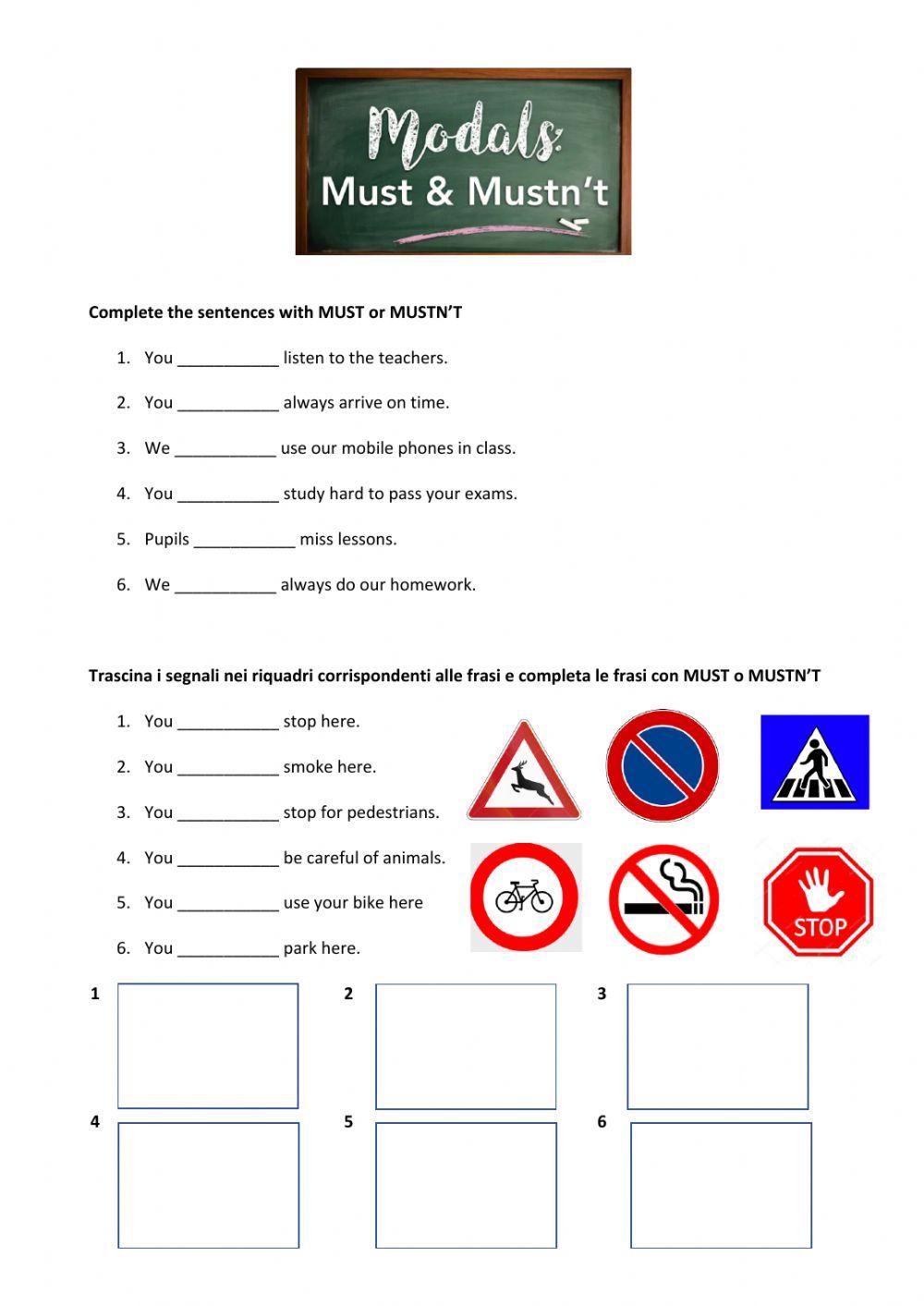 Must and Mustn't worksheet for Classe 2 Secondaria I grado | Live ...