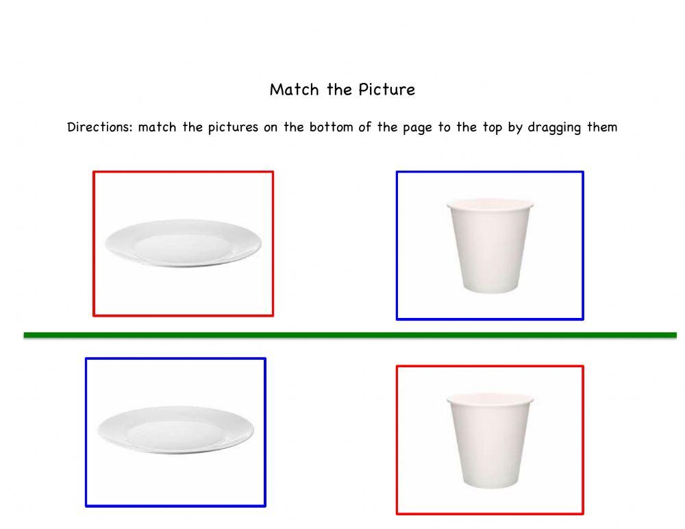 Matching cup and plate 2 worksheet | Live Worksheets