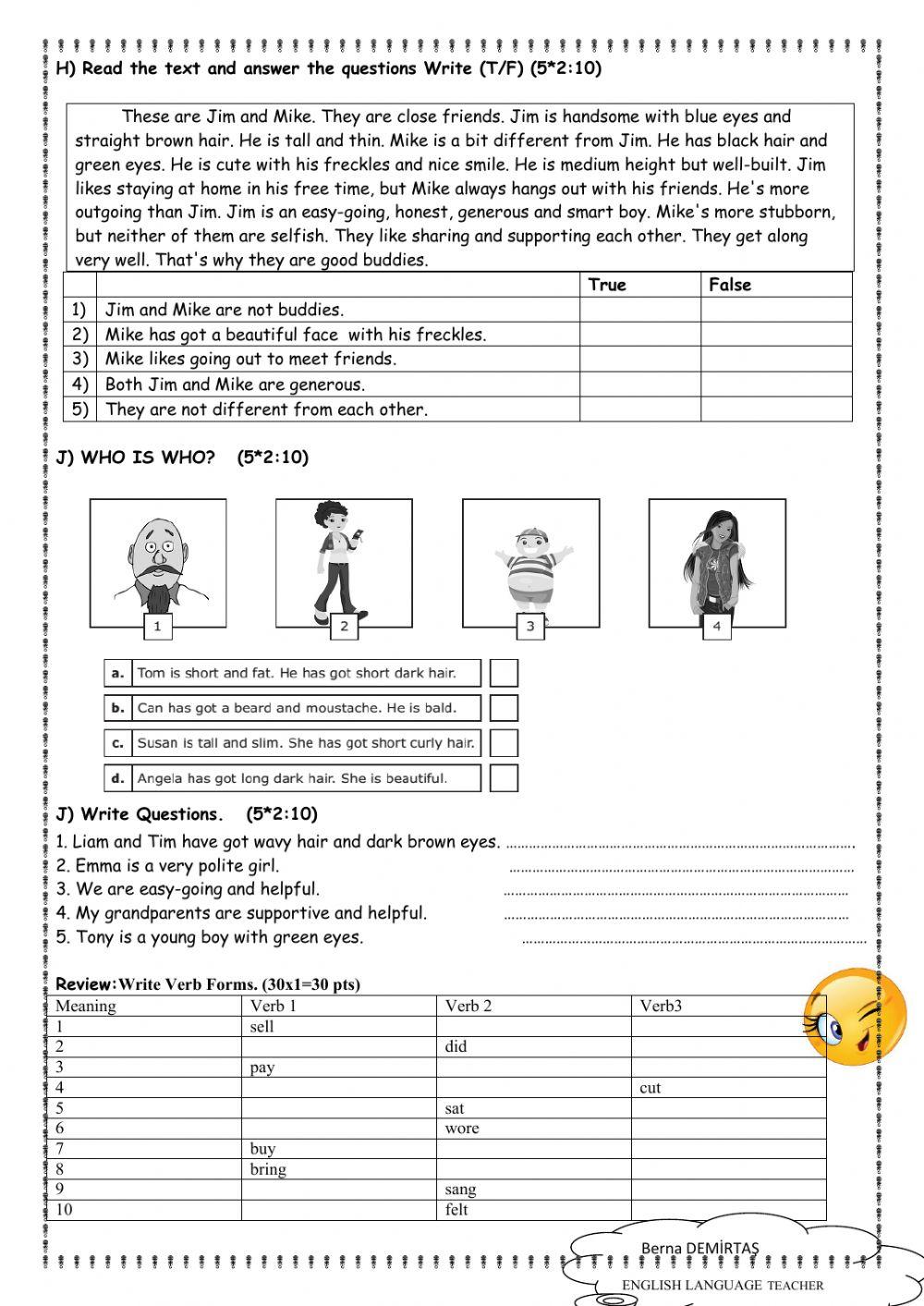 Grade 7-1 term 2nd term-2020-2021 worksheet | Live Worksheets