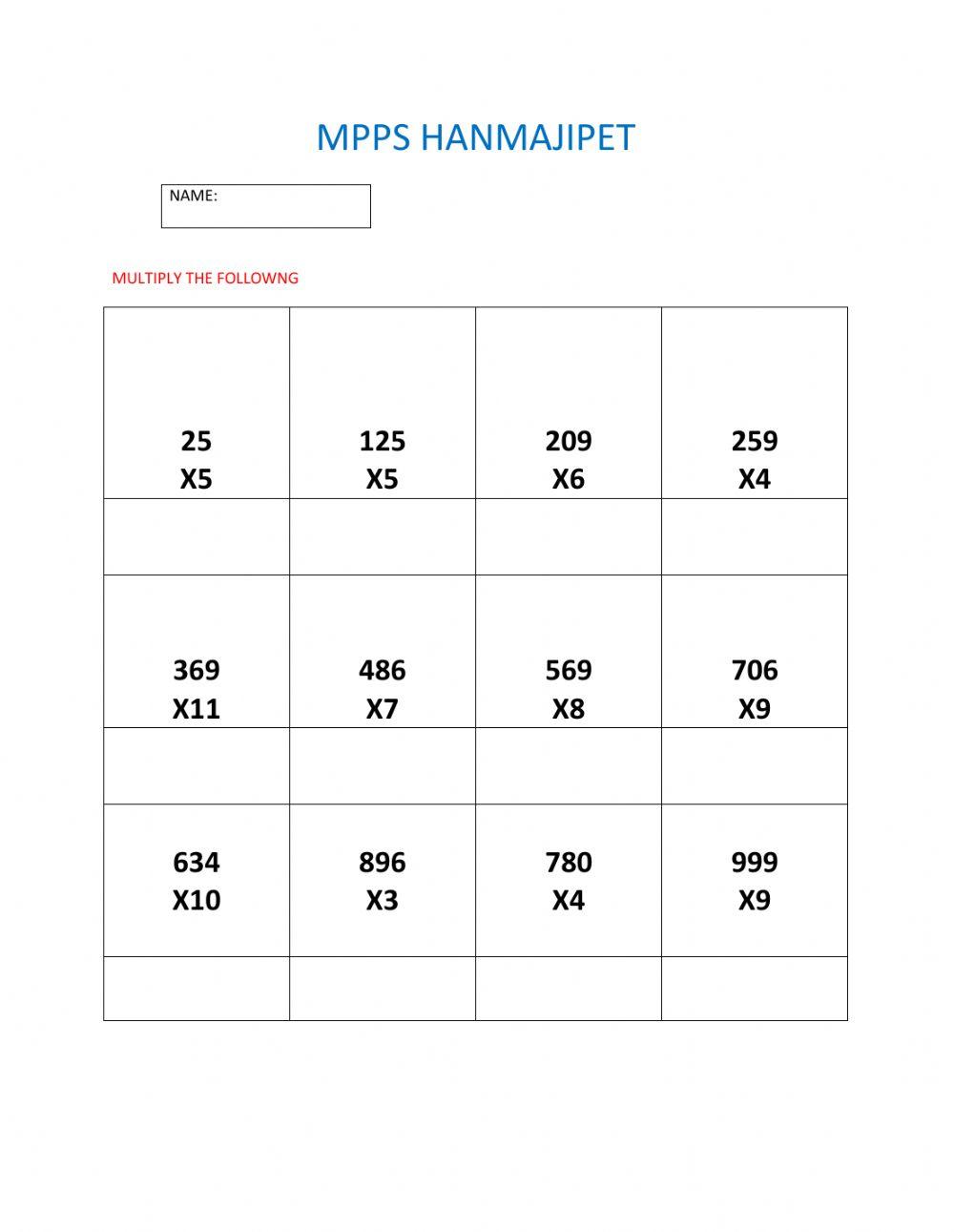 Mathematics online activity for 4 AND ABOVE | Live Worksheets