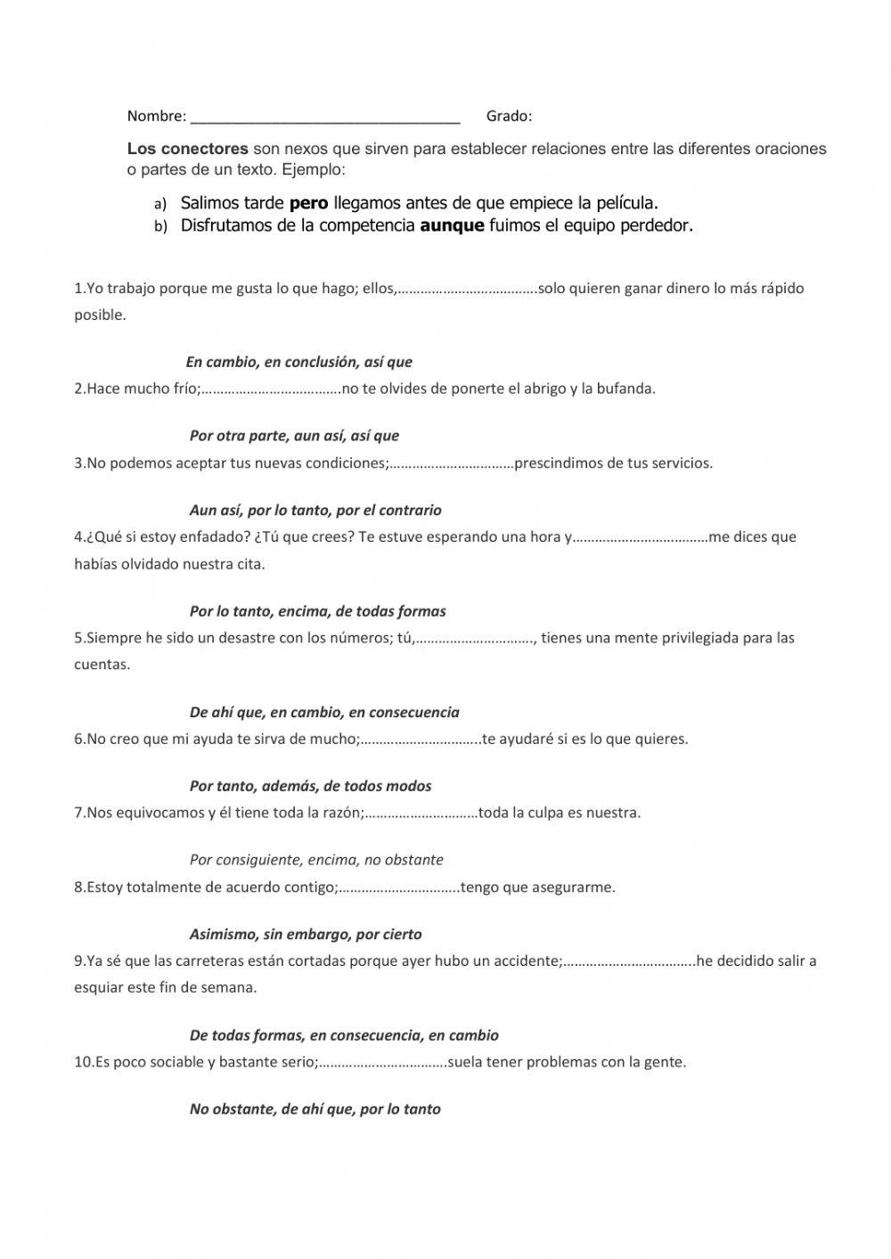 Los Conectores Interactive Worksheet Live Worksheets Porn Sex Picture