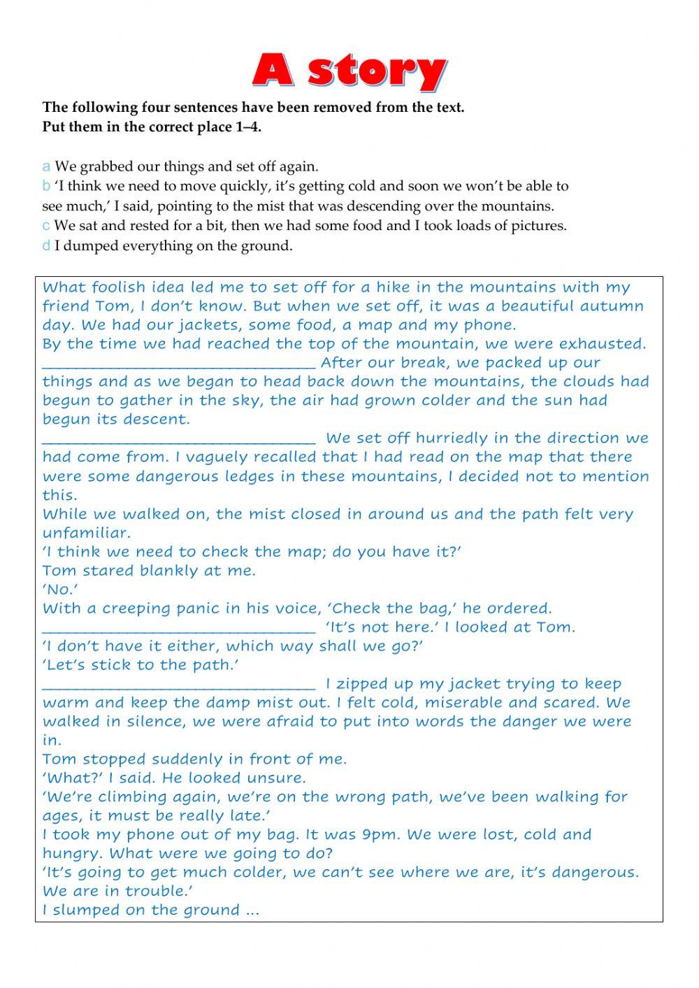 A story online exercise for | Live Worksheets