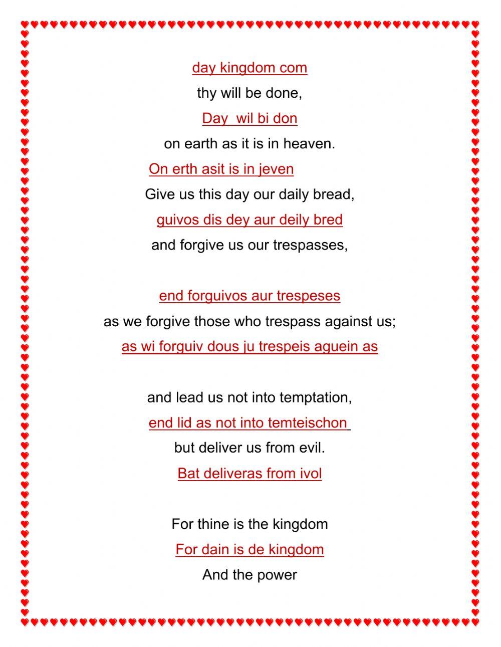 Our father | Live Worksheets