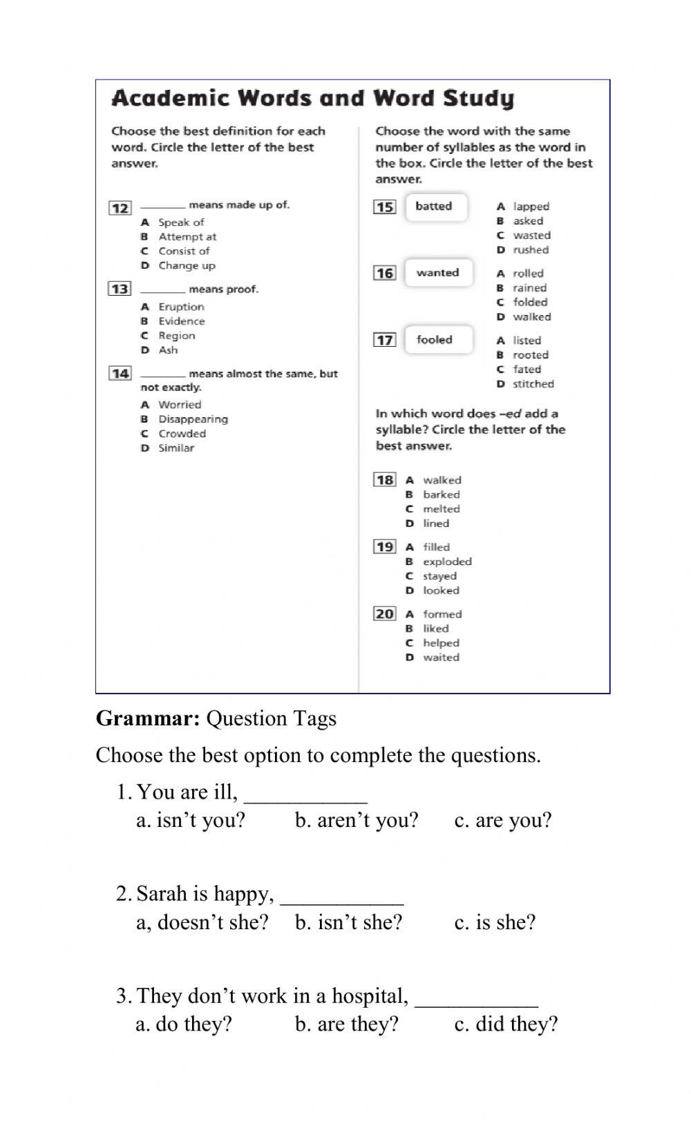 Unit 1 lesson 1 interactive worksheet | Live Worksheets